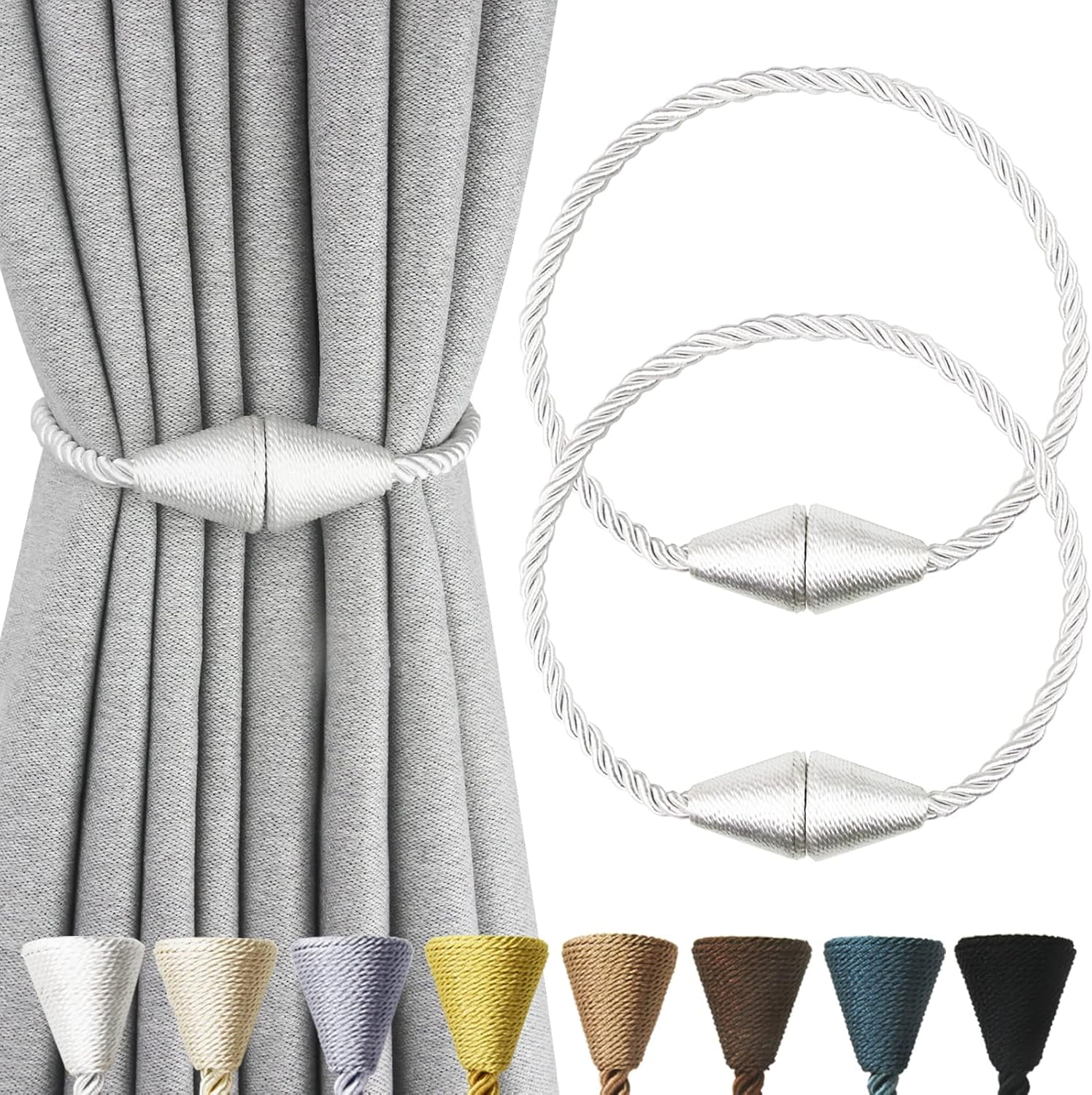 2 Pack Magnetic Curtain Tiebacks Rope Modern Handmade Curtain Tie Backs ...