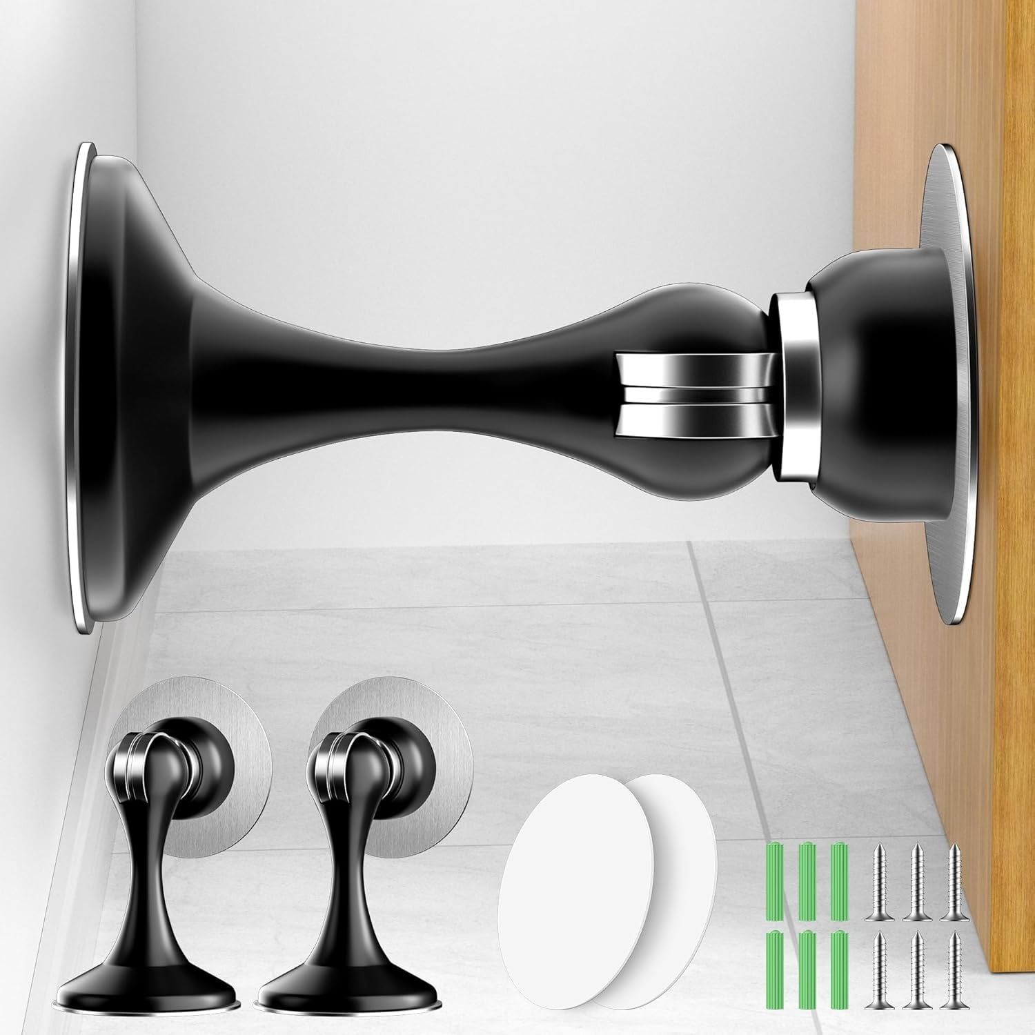 2 Pack Magnetic Door Stop, Stainless Steel Door Lock for Wall & Floor ...