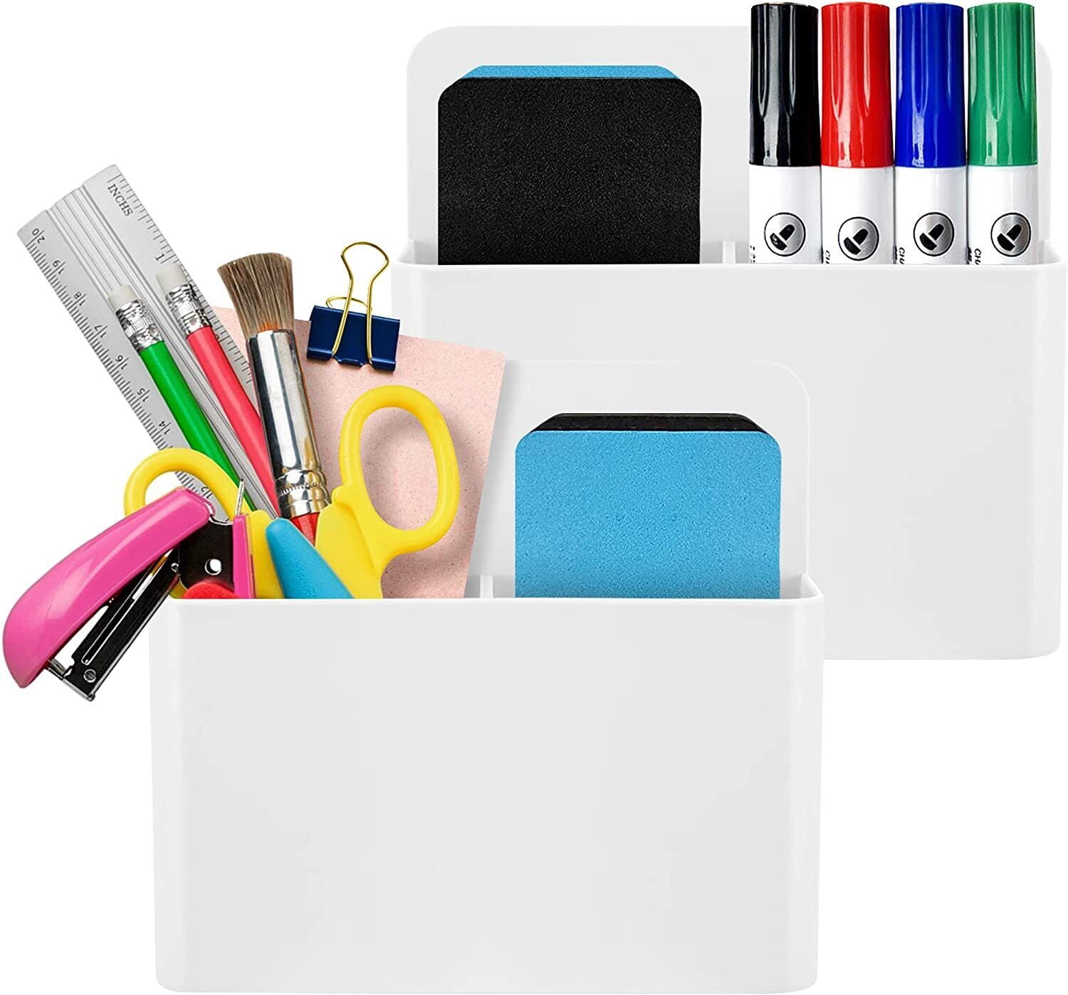 2 Pack Magnetic Dry Erase Marker Holder Pen Organizer Caddy for Office ...