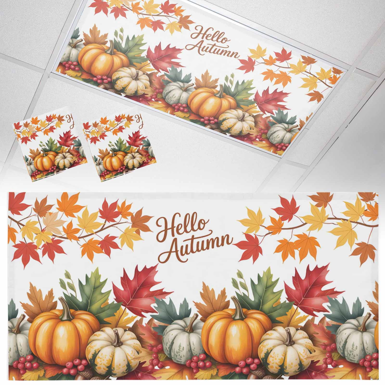 2 Pack Magnetic Fluorescent Light Covers, 2x4 Ft, Fall Thanksgiving ...