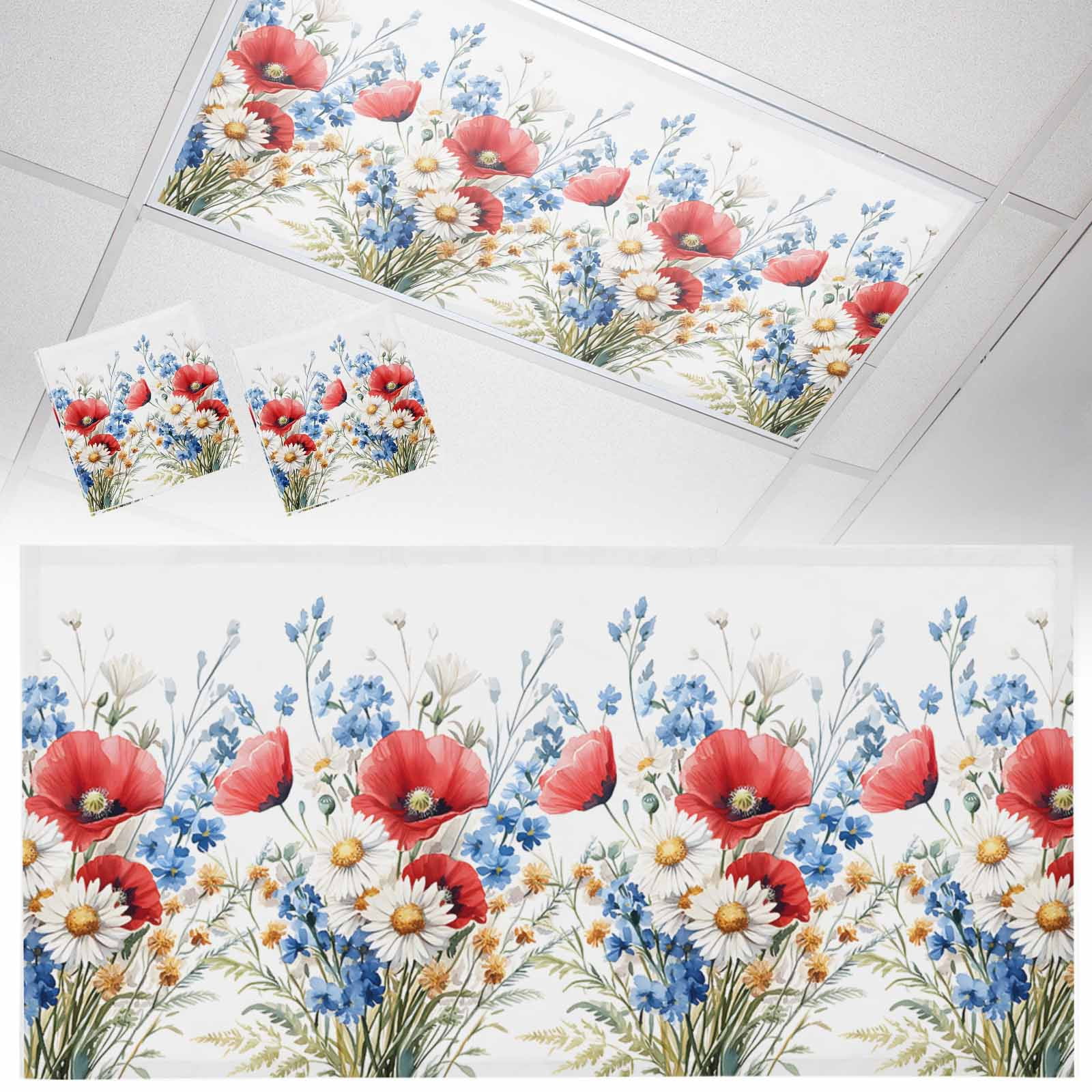 2 Pack Magnetic Fluorescent Light Covers, 2x4 Ft,Independence Day Red ...