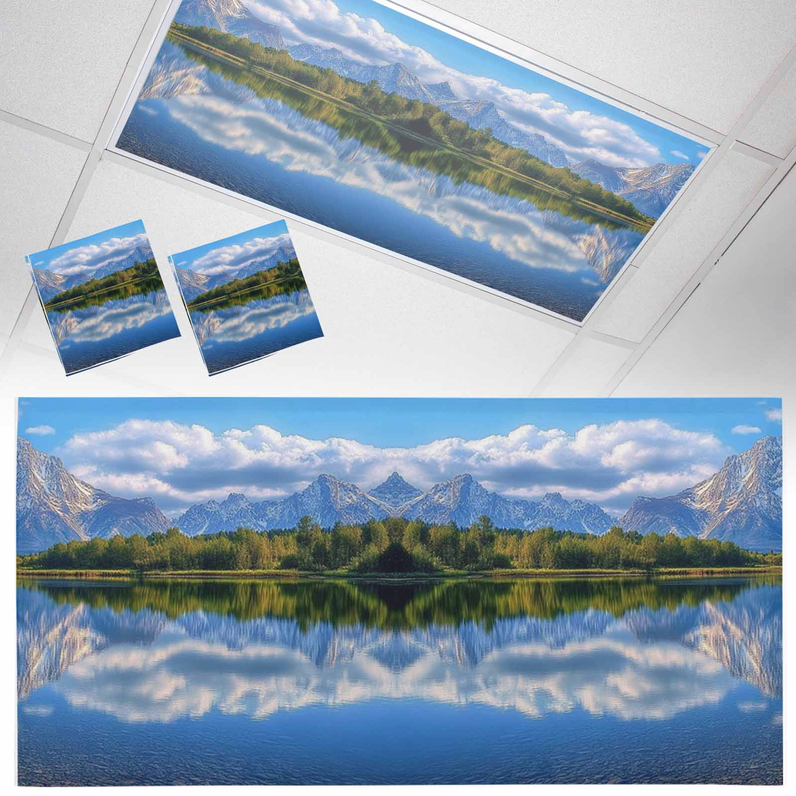 2 Pack Magnetic Fluorescent Light Covers, 2x4 Ft,Landscape Sky Modern ...