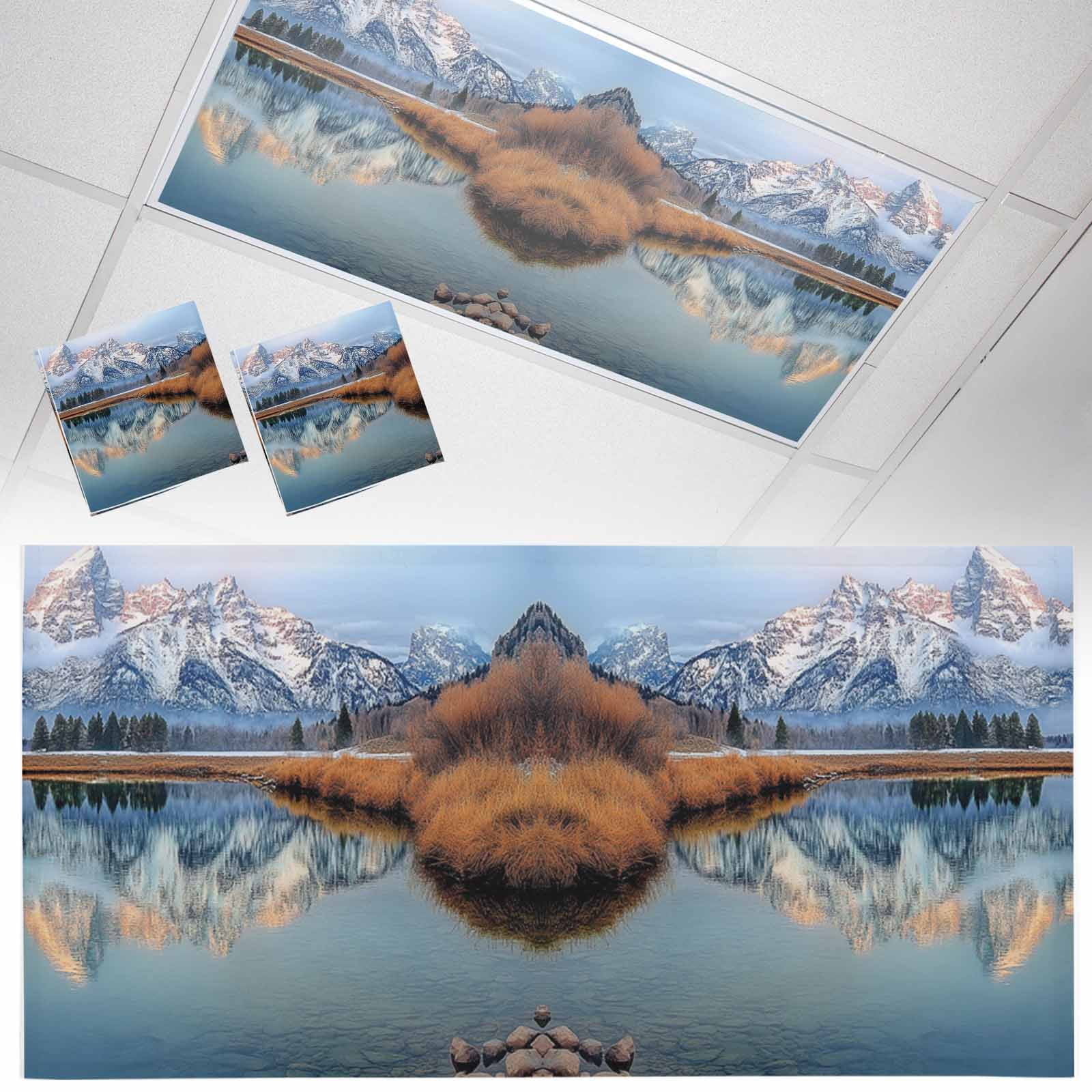 2 Pack Magnetic Fluorescent Light Covers, 2x4 Ft,Landscape Sky Modern ...