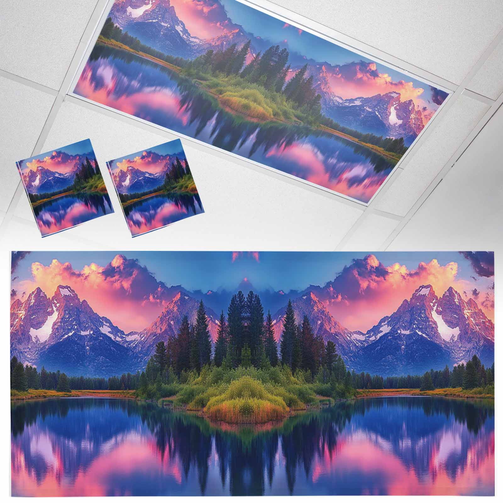 2 Pack Magnetic Fluorescent Light Covers, 2x4 Ft,Landscape Sky Modern ...