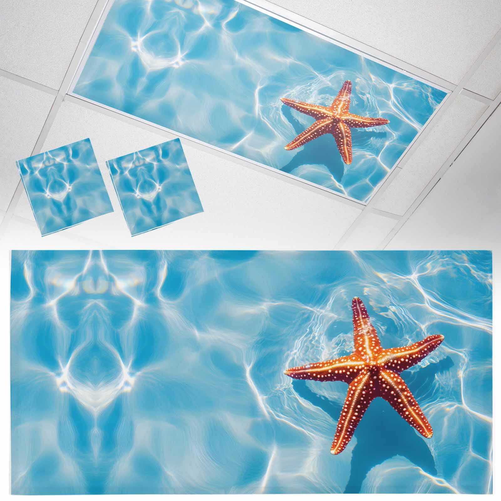 2 Pack Magnetic Fluorescent Light Covers, 2x4 Ft,Ocean Starfish Summer ...
