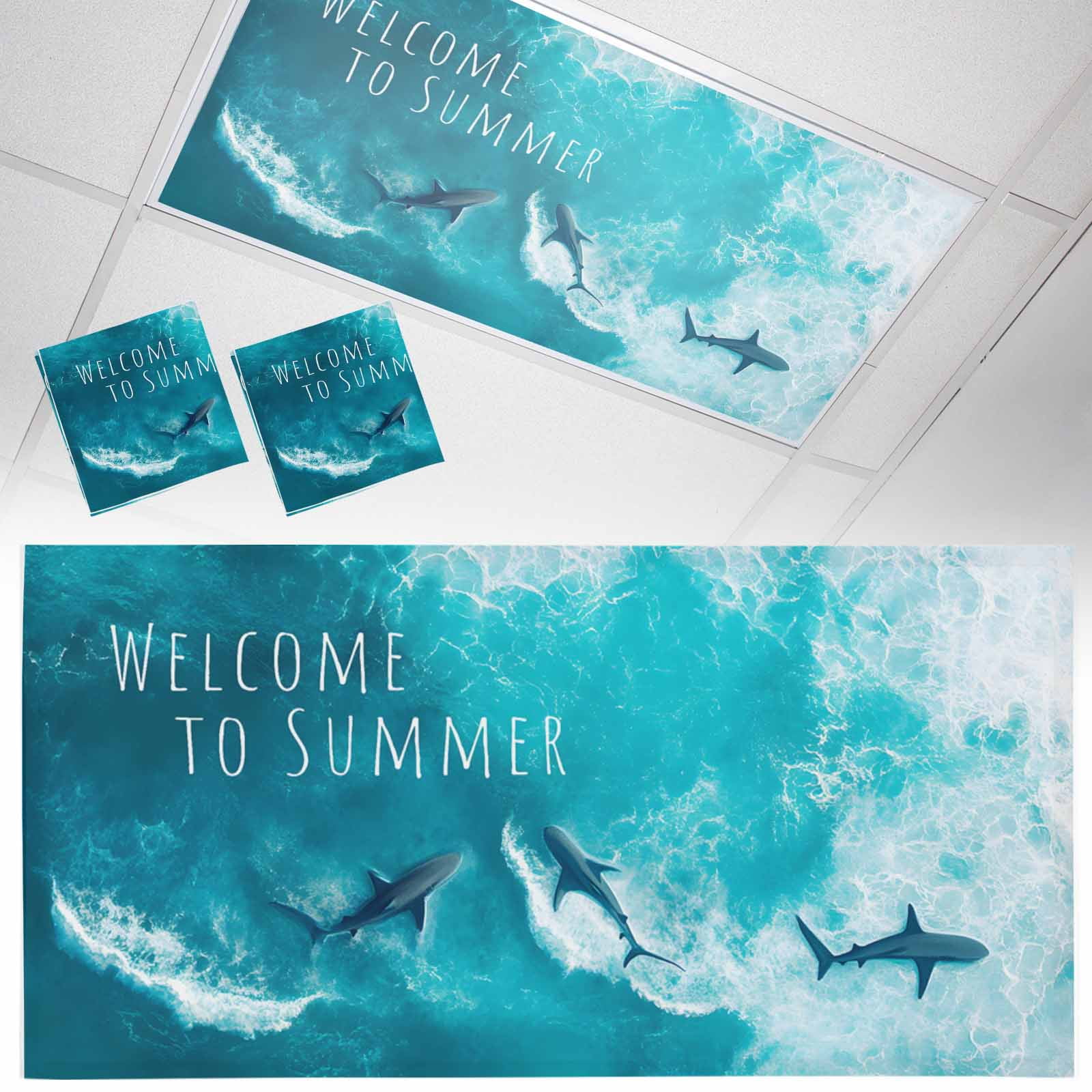 2 Pack Magnetic Fluorescent Light Covers, 2x4 Ft,Welcome to Summer Blue ...