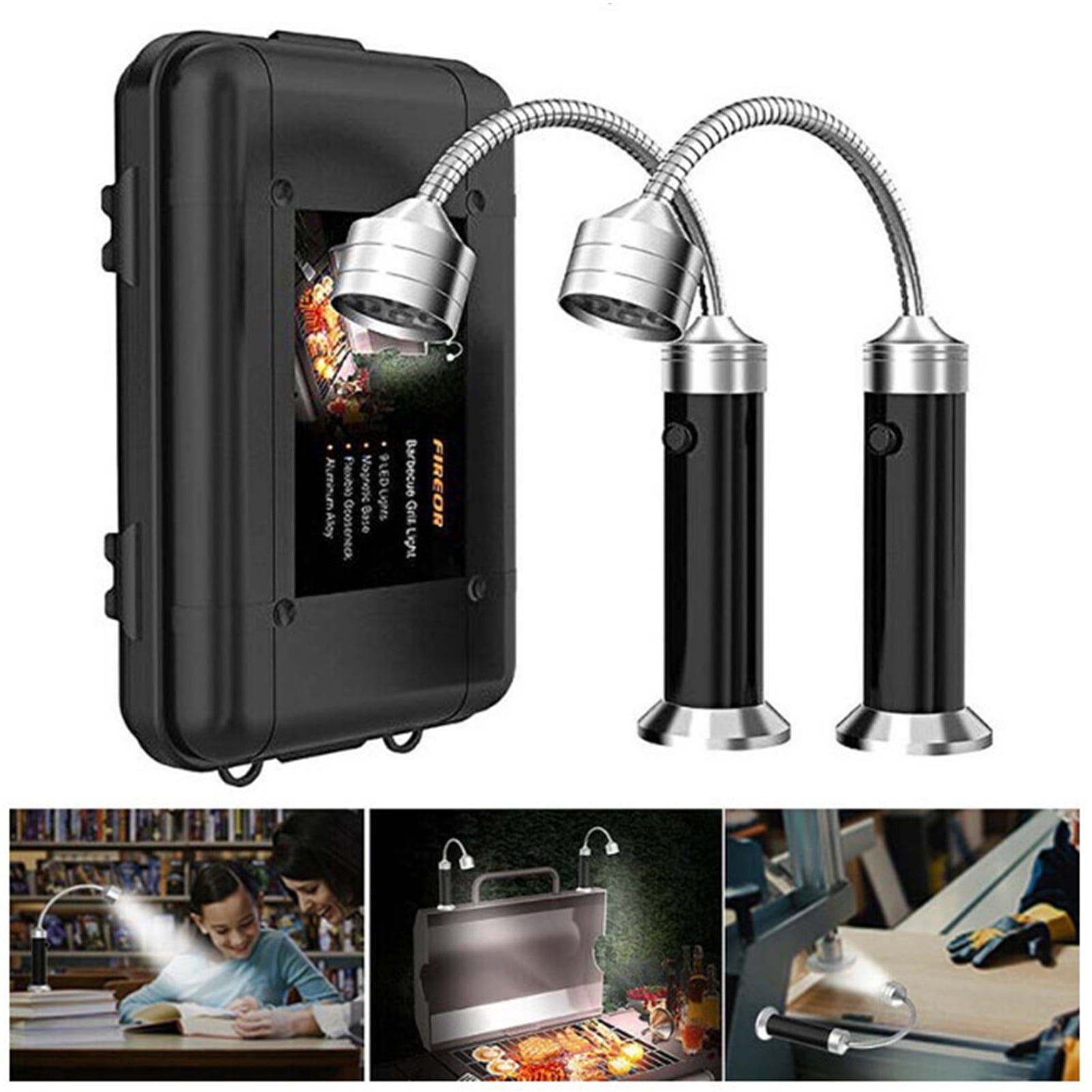 2 Pack Magnetic Grill Lights Waterproof Flexible Gooseneck Hands-Free ...
