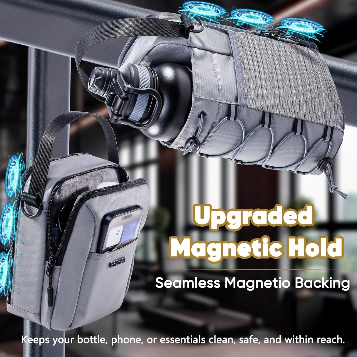 2-Pack Magnetic Gym Bag for Water Bottle & Magnetic Gym Pouch - Walmart.com
