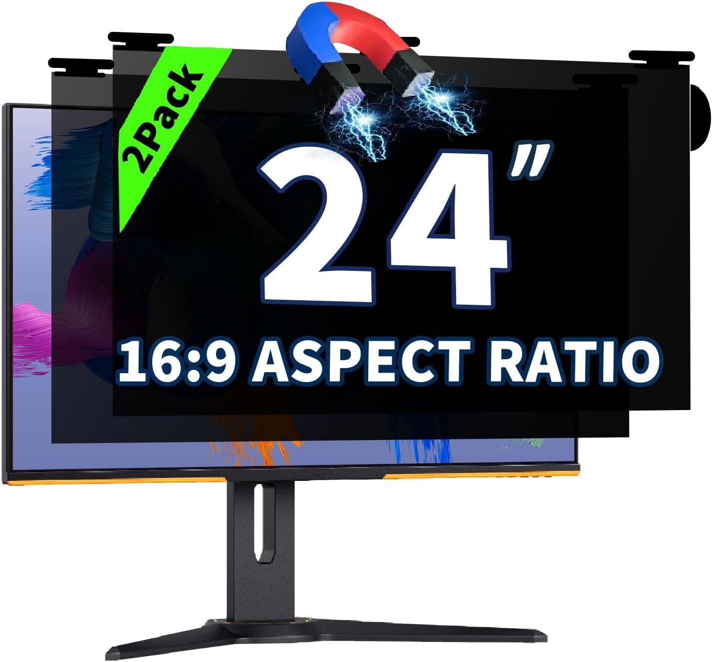 2 Pack Magnetic Hanging Computer Privacy Screen 24 Inch for 16:9 ...