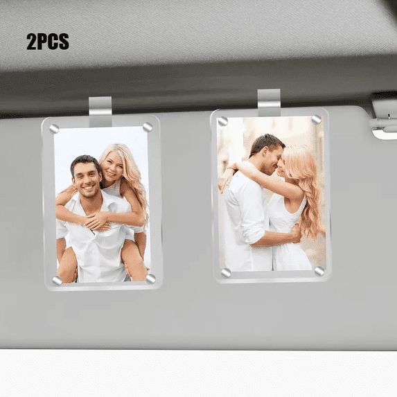 2-Pack Magnetic Photo Holders for Car Sun Visor | Rotatable Transparent ...