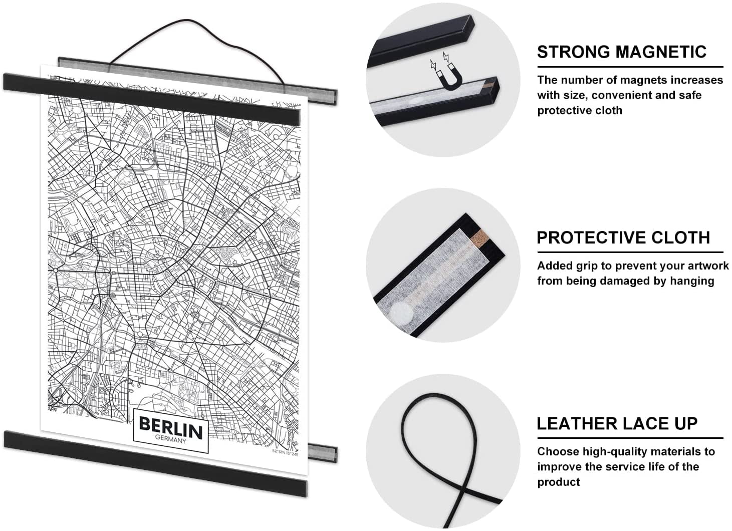 2 Pack Magnetic Poster Hanger, 10x10 10x32 10x20 Poster Frame Wood ...