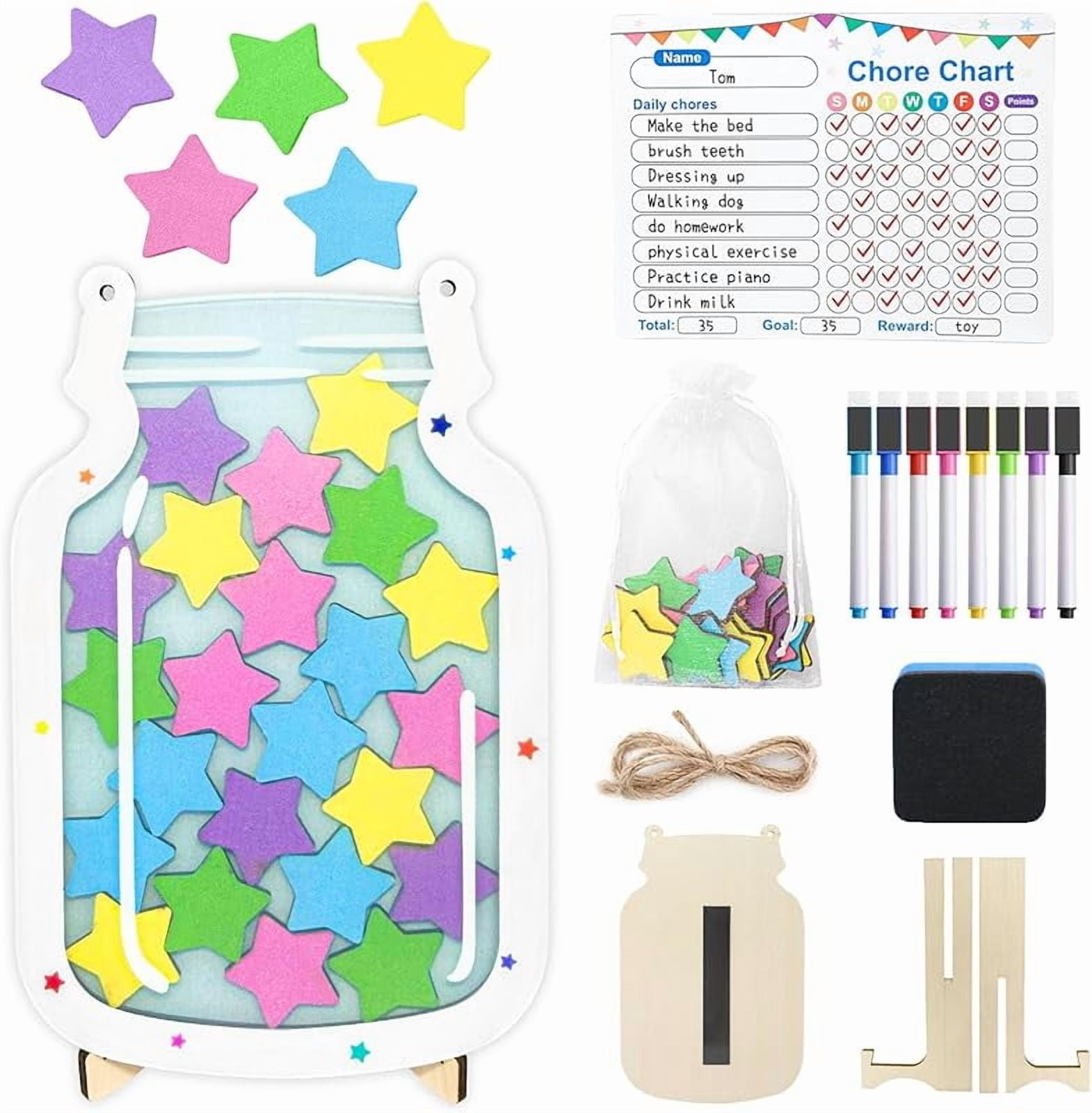 2 Pack Magnetic Reward Jar,Star and Smiley Face Reward Jar,Star Jar ...