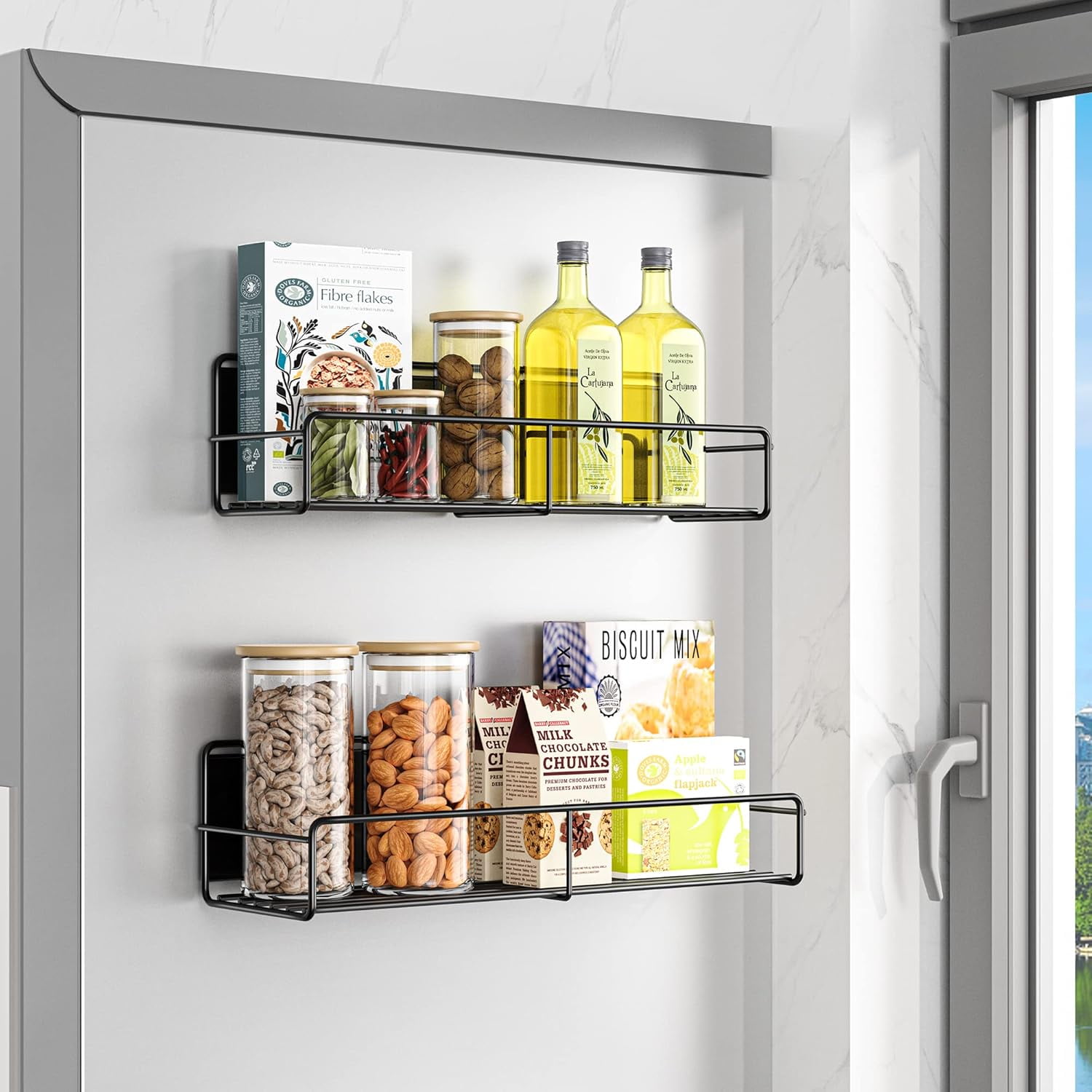 2 Pack Magnetic Spice Rack Organizer, Space Saver for Refrigerator and Microwave Oven ...