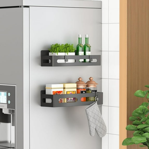 2 Pack Magnetic Spice Rack for Refrigerator, Spice Rack Organizer ...