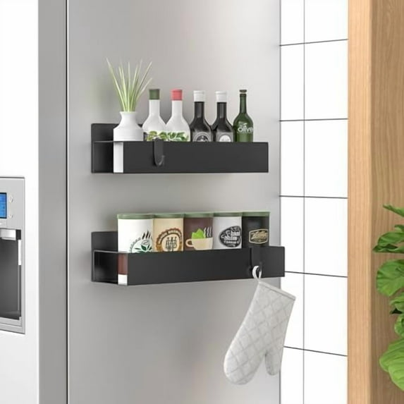 2 Pack Magnetic Spice Storage Rack Organizer for Refrigerator and Oven ...