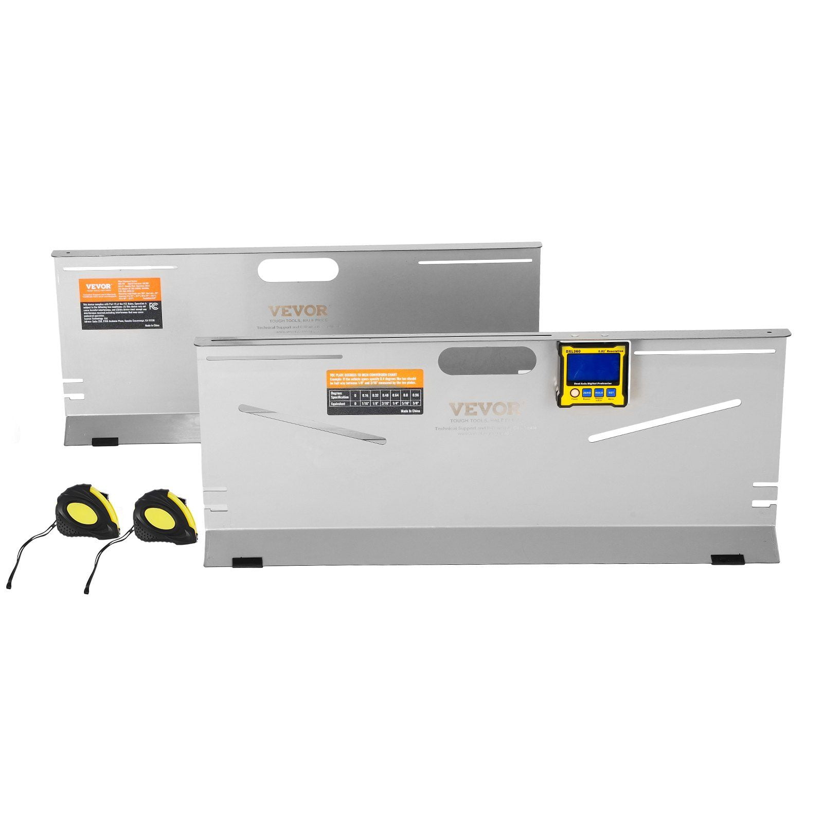 2-Pack Magnetic Toe Plates with Camber/Caster Gauge, 6 Alignment Rods ...