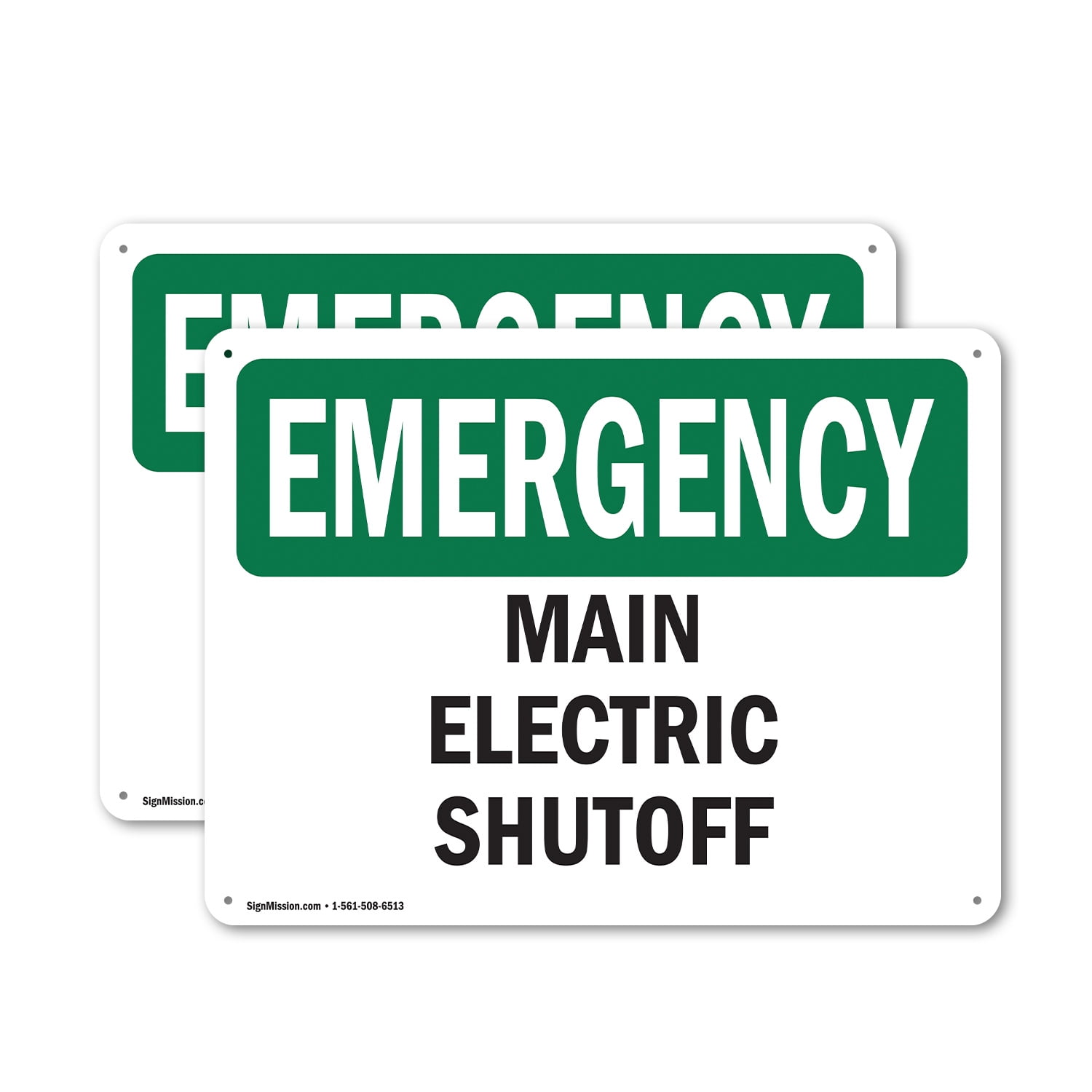(2 Pack) Main Electric Shutoff OSHA Emergency Sign 24 Inch X 18 Inch ...
