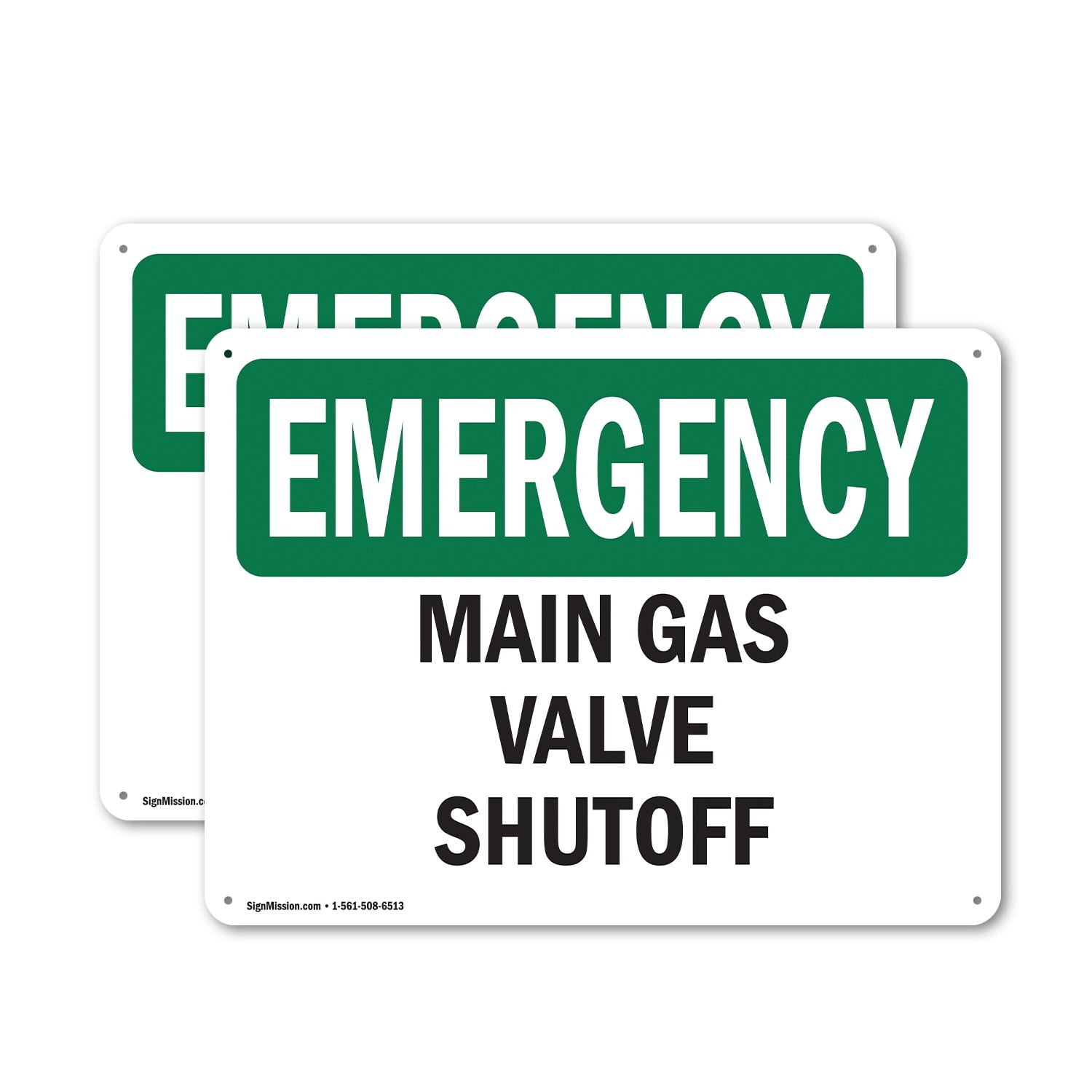 (2 Pack) Main Gas Valve Shutoff OSHA Emergency Sign 24 Inch X 18 Inch ...