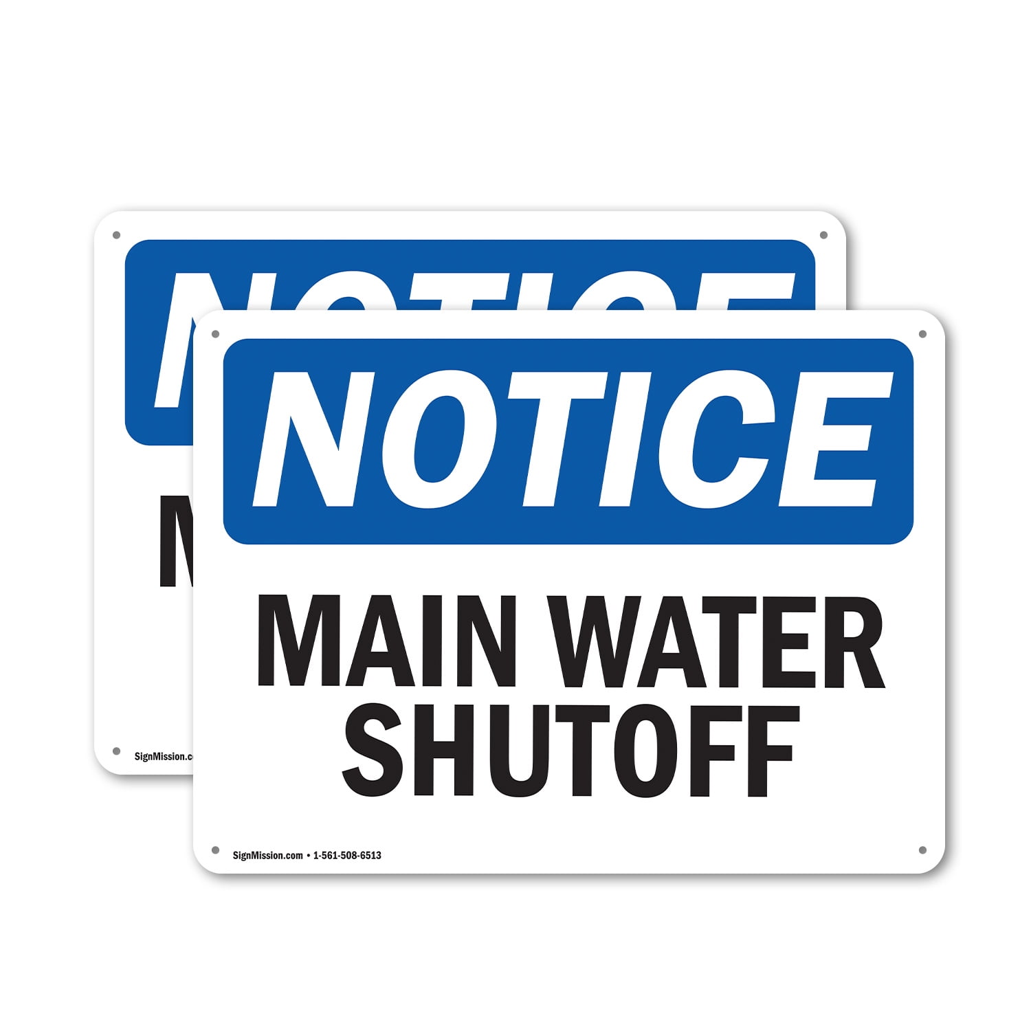 (2 Pack) Main Water Shutoff OSHA Notice Sign 18 Inch X 12 Inch Indoor ...
