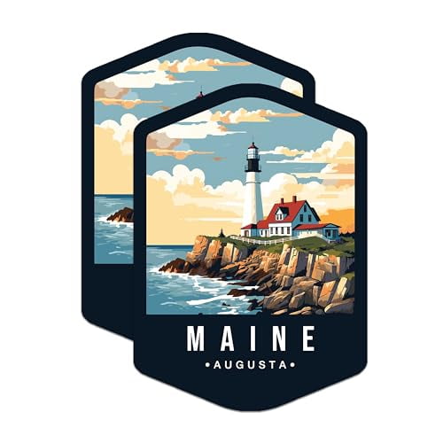 (2 Pack) Maine State and Capitol Stickers - ME State Sticker - Choose ...
