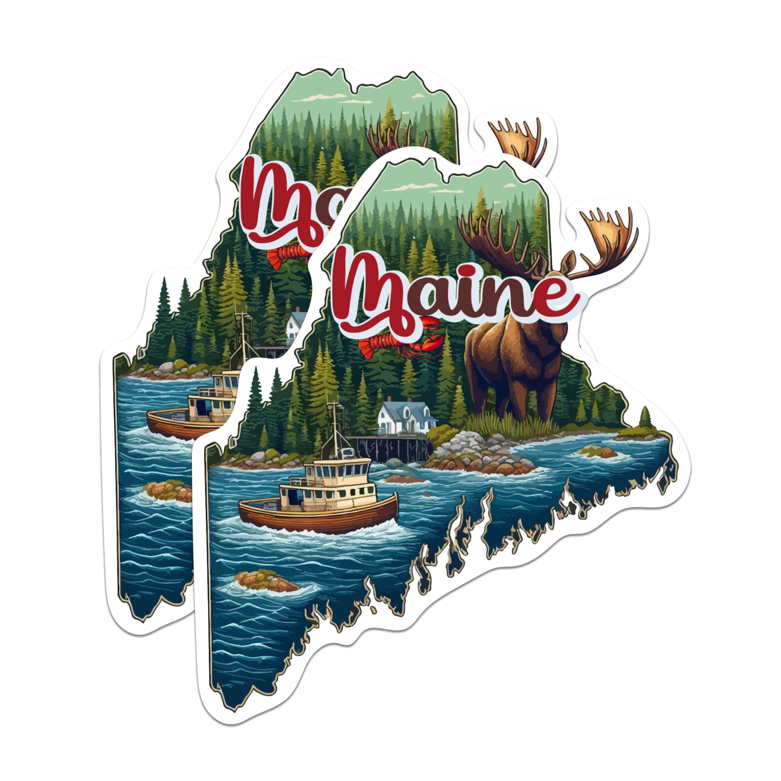 (2 Pack) Maine State Shape Stickers - ME State Sticker - Choose from 50 ...