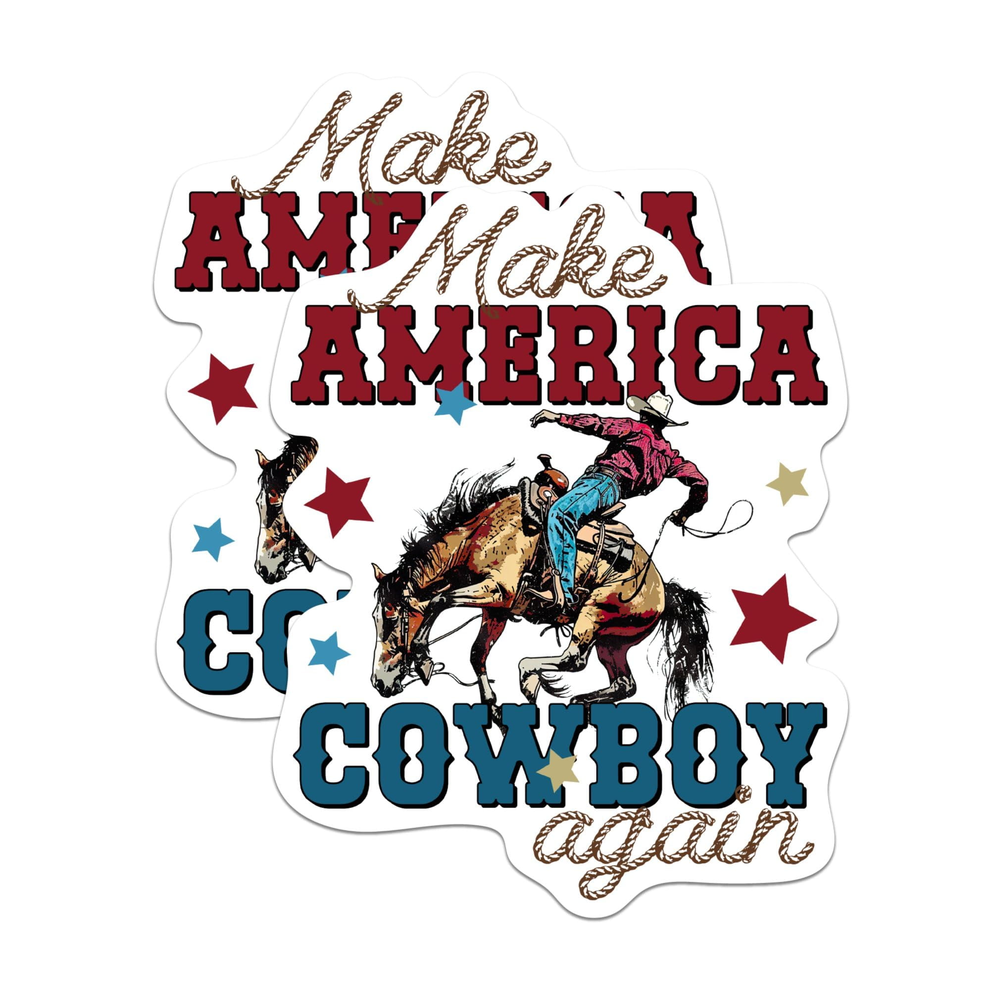(2 Pack) Make America Cowboy Again Stickers - Cowboy Riding Roping ...