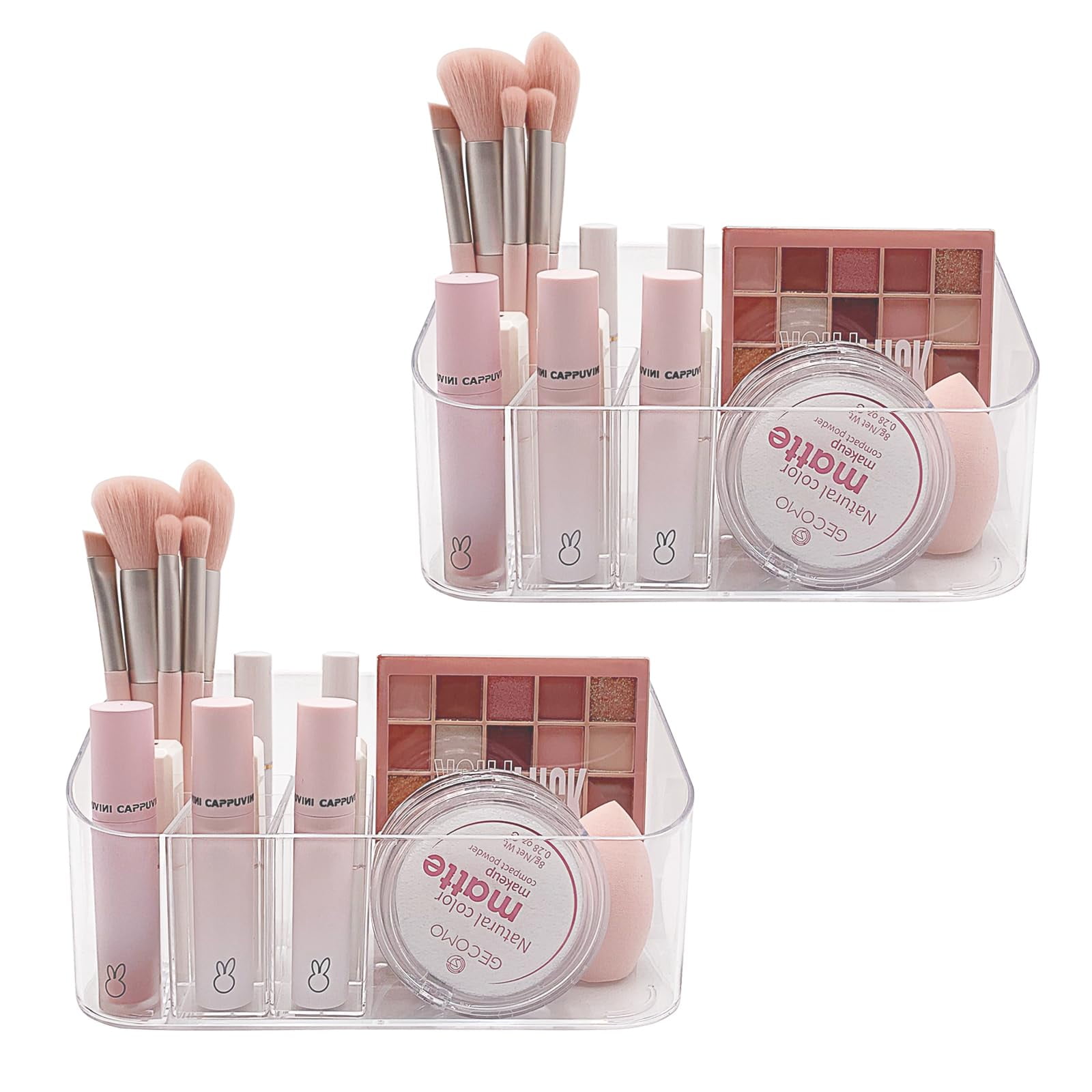 2 Pack Makeup Trays Organizers Holders Cosmetic Display Cases Tabletop ...