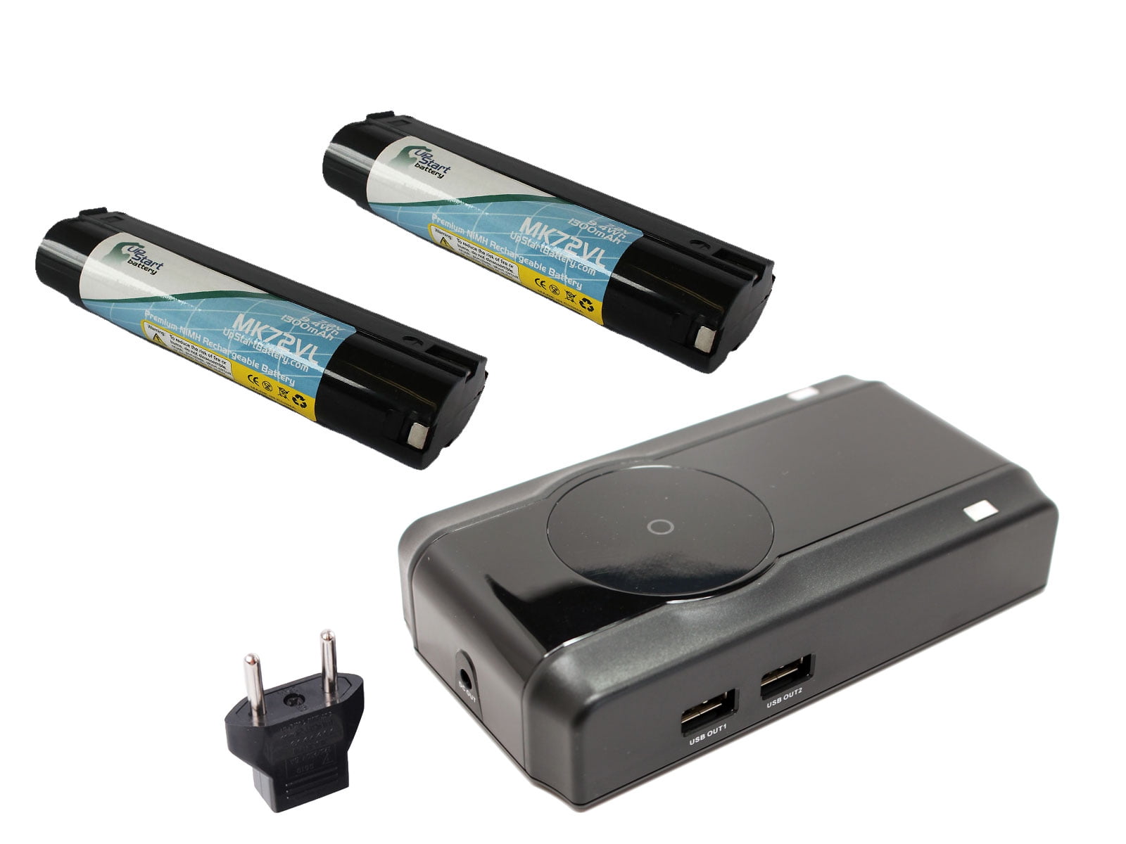 2-Pack Makita ML702 Battery + Charger + EU Adapter - Replacement Makita 7.2V Stick Battery ...