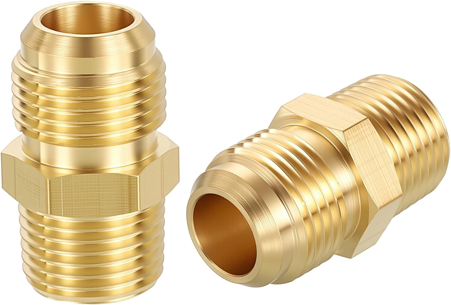 2 Pack Male to Adapters, 3/8" Flare x 1/4" MNPT Hex Nipple Pipe ...