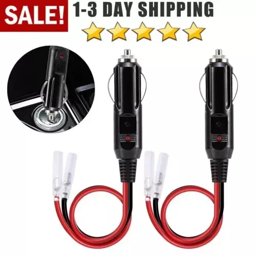 2-Pack Male Car Cigarette Light Socket Plug, 12V to 24V Fused Connector ...
