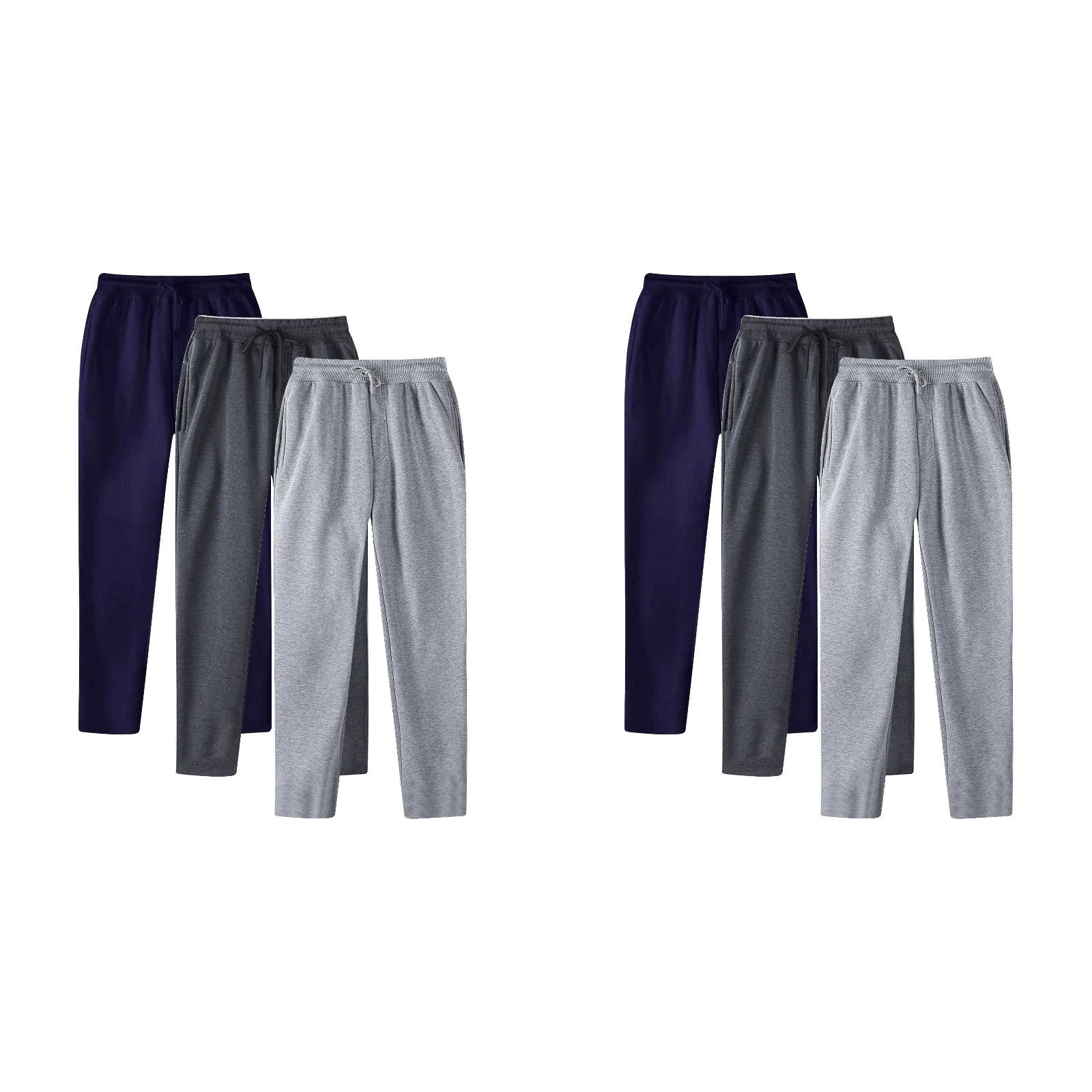 2 Pack Male Hip Hop Pants Foam Plush Casual Solid Color Track Jean Cut ...