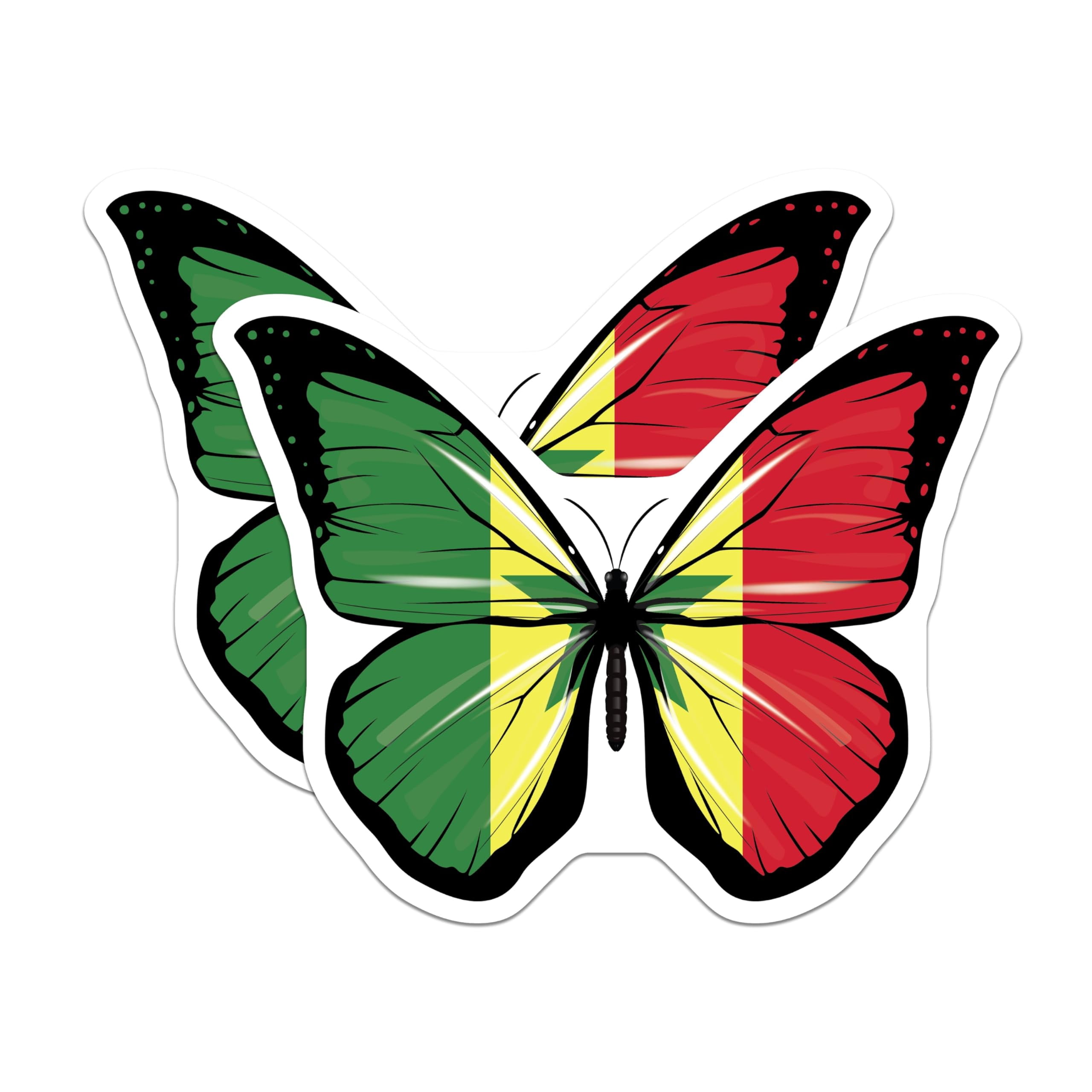 (2 Pack) Mali Flag Butterfly Stickers - National Pride Souvenir ...