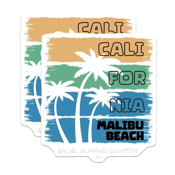 (2 Pack) Malibu Beach Stickers - California Surf Sticker - Summer ...