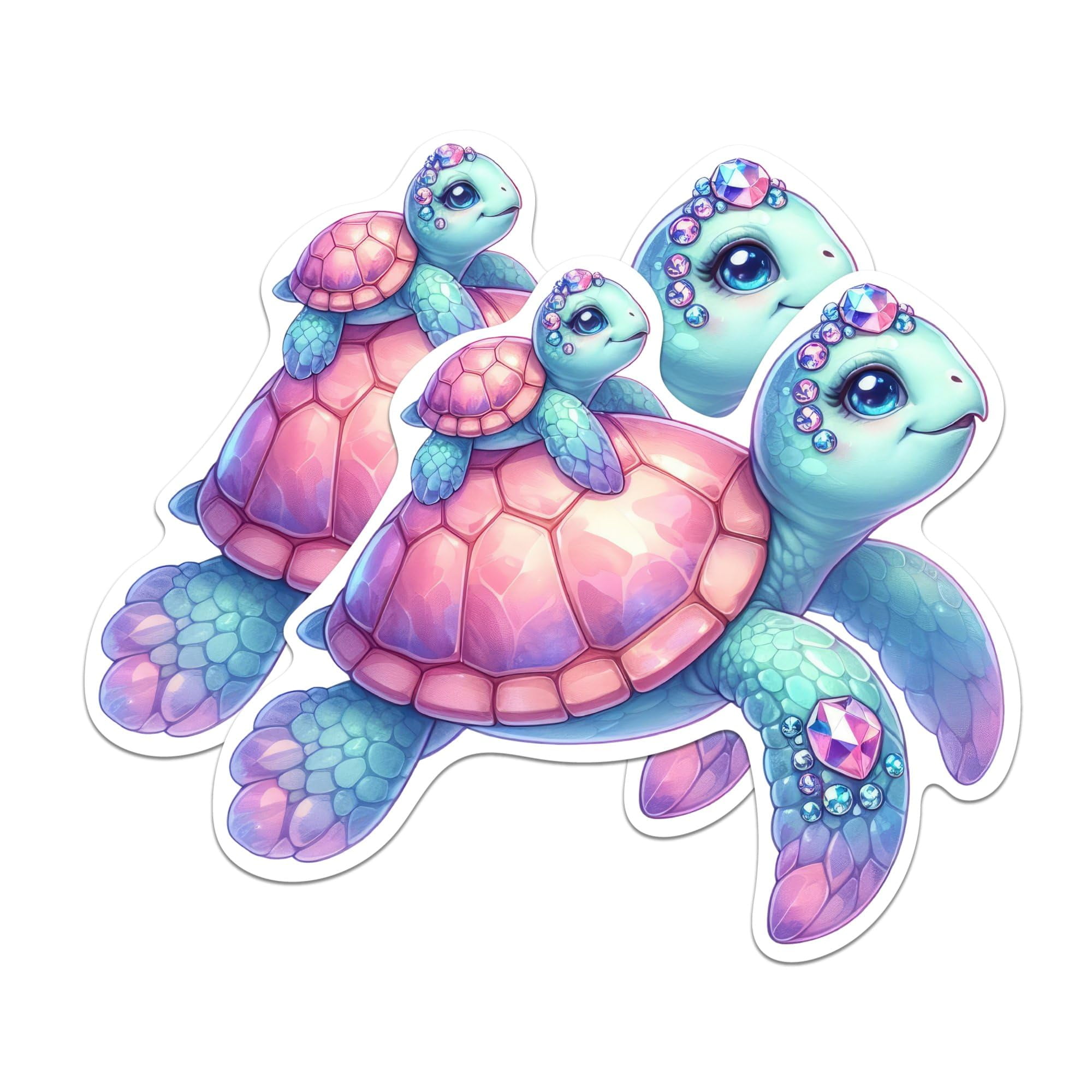 (2 Pack) Mama Turtle and Baby Turtle Sticker - Cute Turtle Sea Life ...