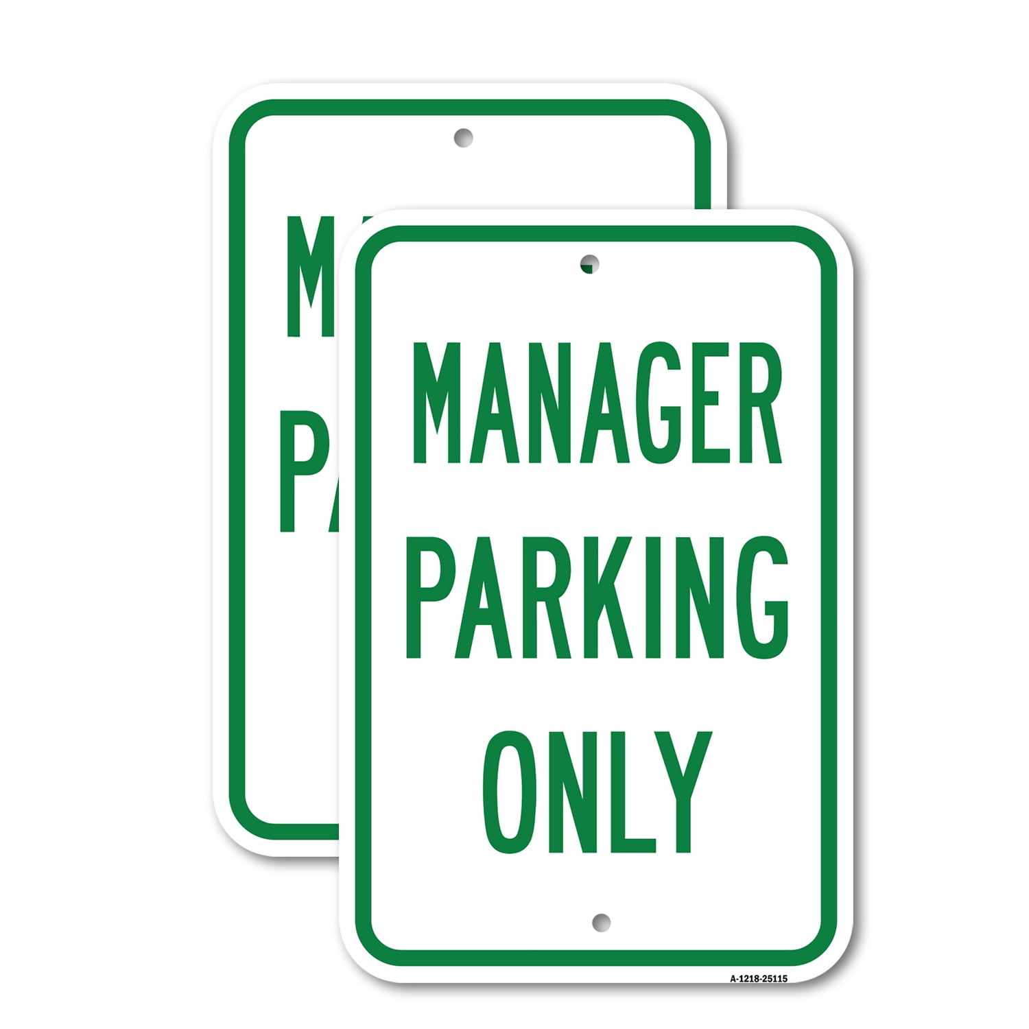 (2 Pack) Manager Parking Only | 12" X 18" Heavy-Gauge Aluminum Sign ...