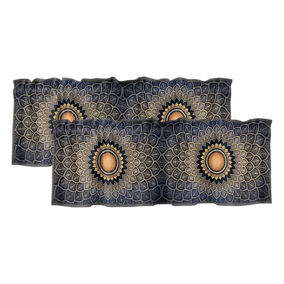 2 Pack Mandalic Floral Valance for Window Abstract Yellow Purple Petal ...