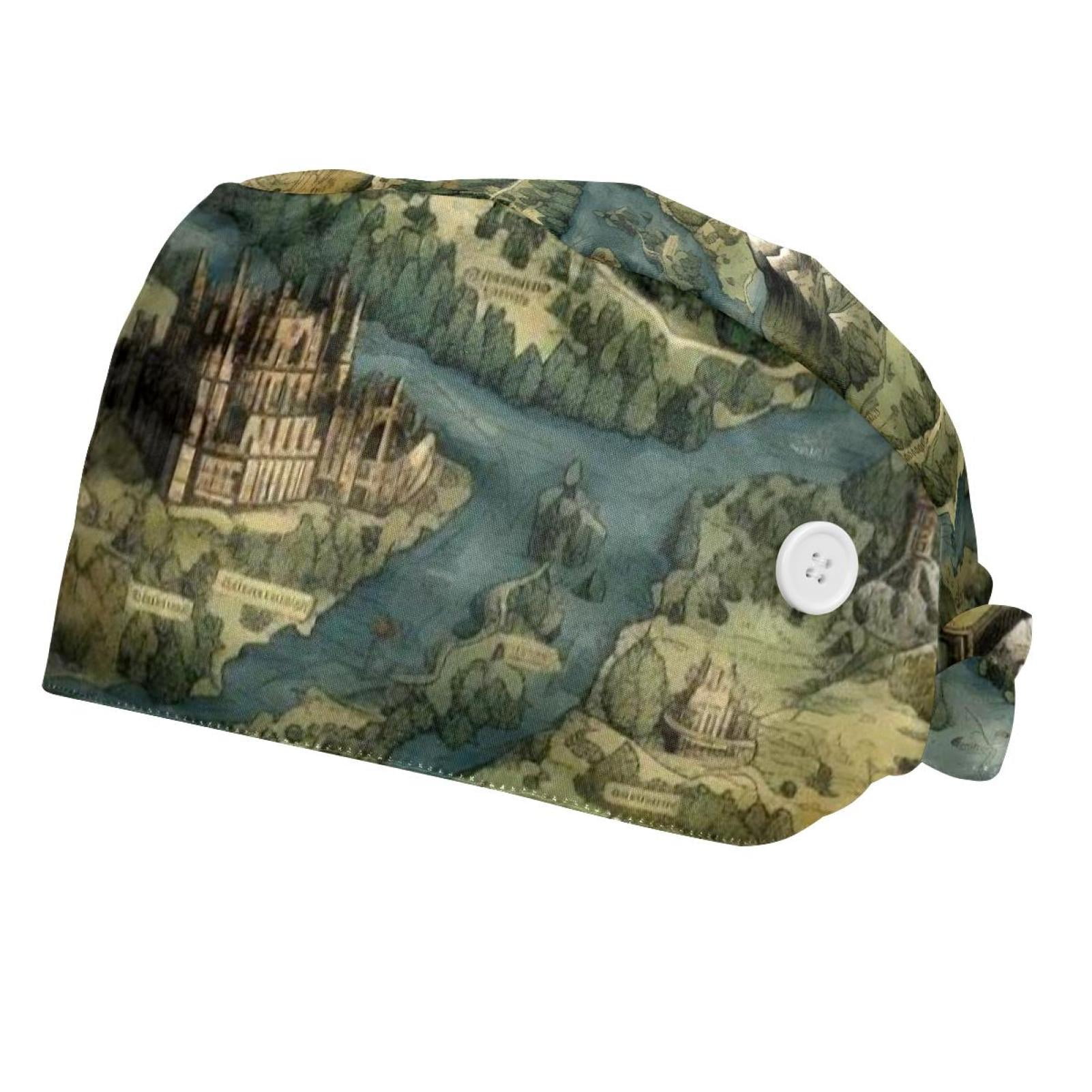 2 Pack Map Block Adjustable Bouffant Caps Hats Working Cap - Walmart.com