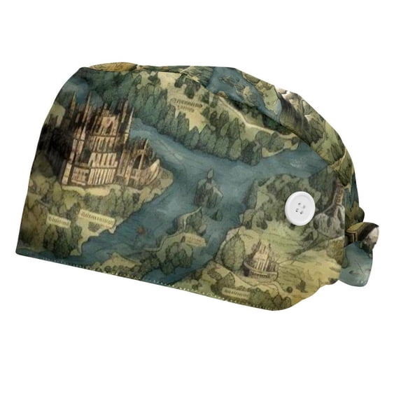 2 Pack Map Block Adjustable Bouffant Caps Hats Working Cap - Walmart.com