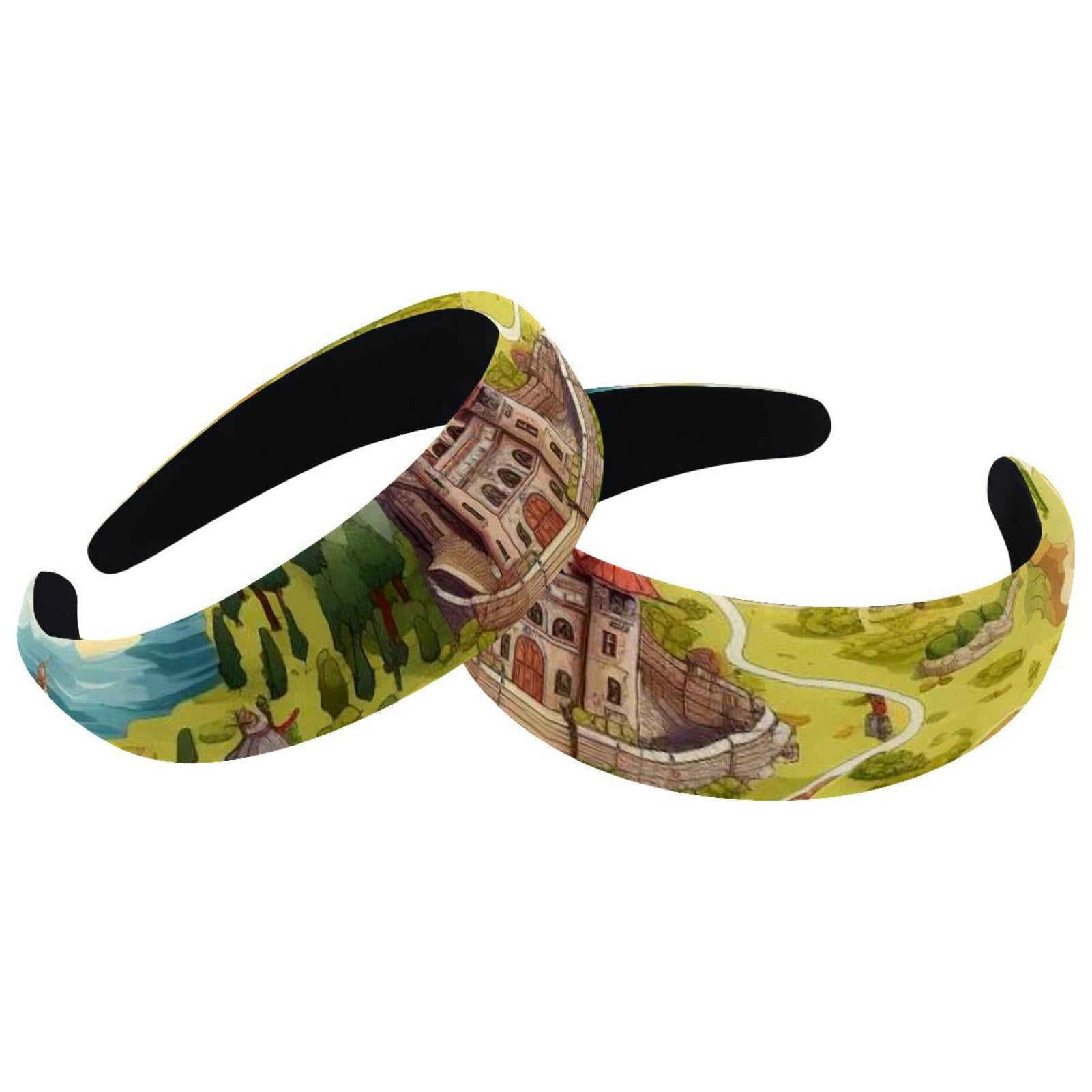 2 Pack Map Block Headbands -Wide Fashion Head Bands for Women and Girls ...