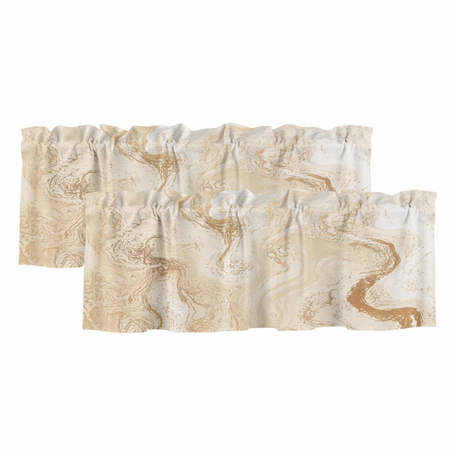 2 Pack Marble Valance for Window Abstract Fluid Art Beige Brown Marble ...