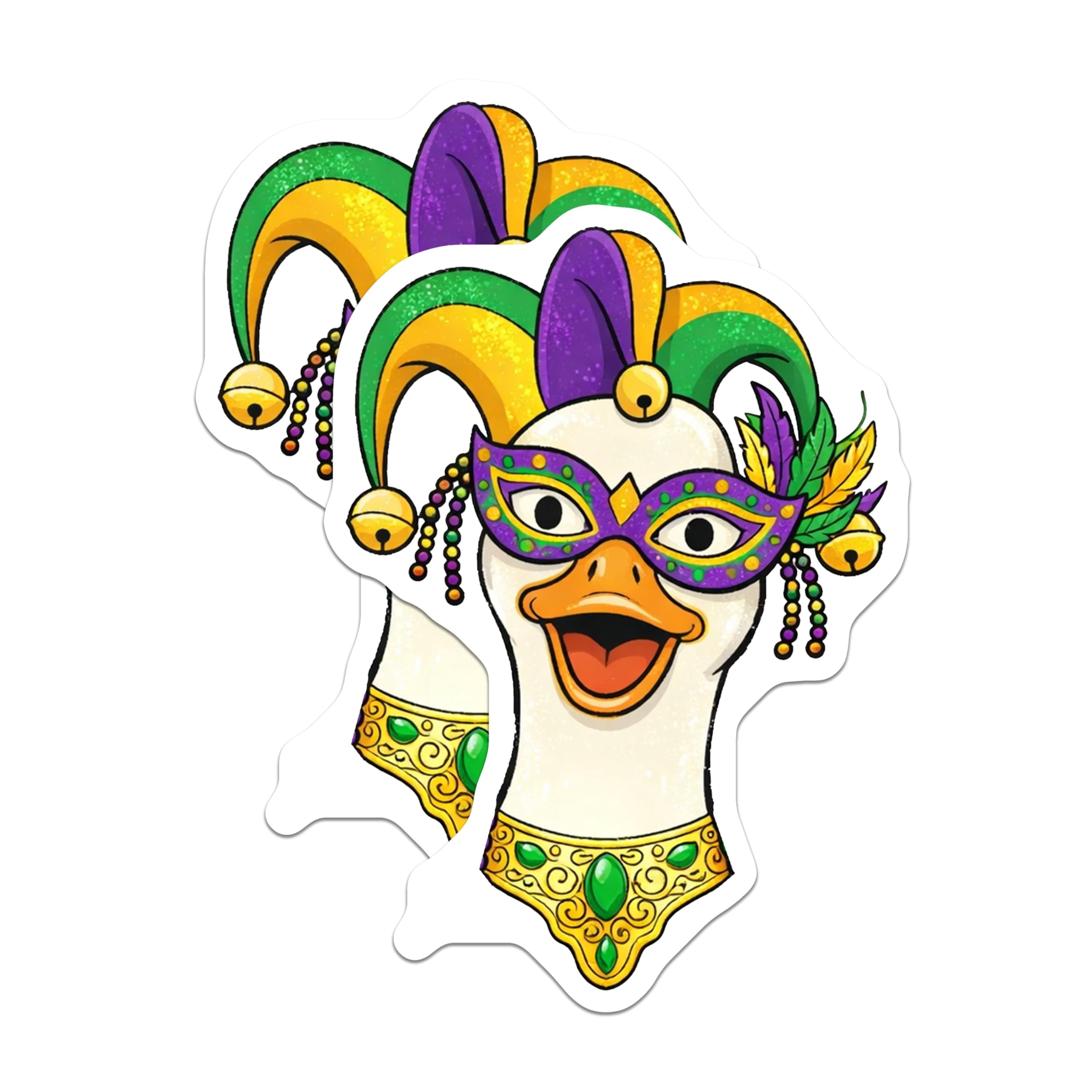 (2 Pack) Mardi Gras Duck Stickers - Jester Mask - Party Stickers- 5" On ...