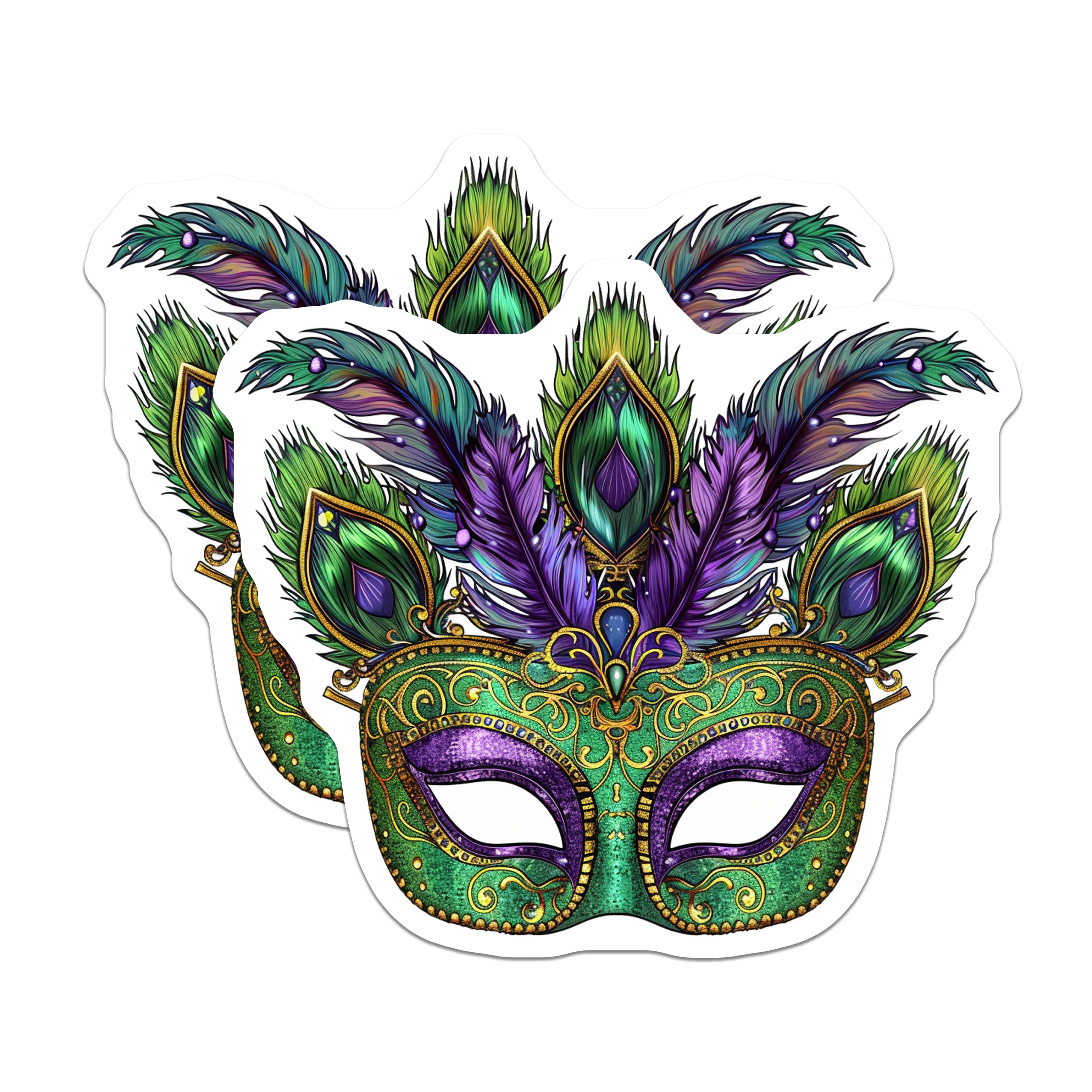 (2 Pack) Mardi Gras Mask Magnets - Elaborate Feathered Carnival Decor ...
