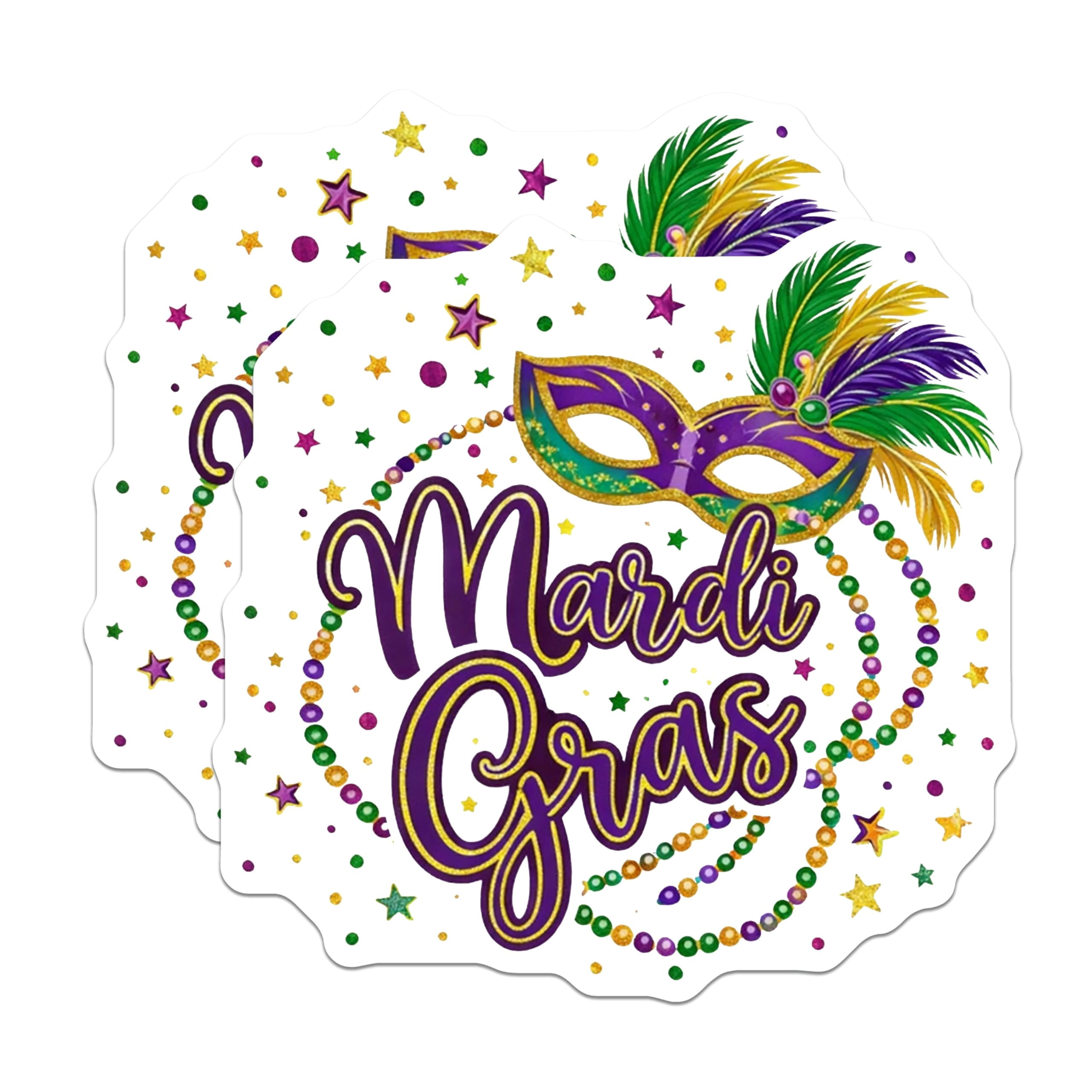 (2 Pack) Mardi Gras Stickers - Celebration Mask - Carnival Stickers - 5 ...