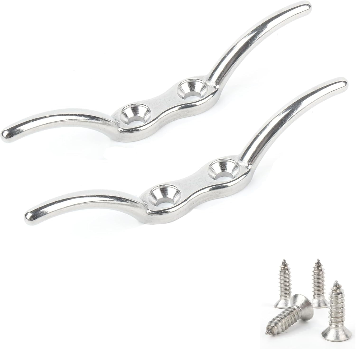 2-Pack Marine Boat Cleats 4 Inch, Heavy Duty 316 Stainless Steel Dock ...