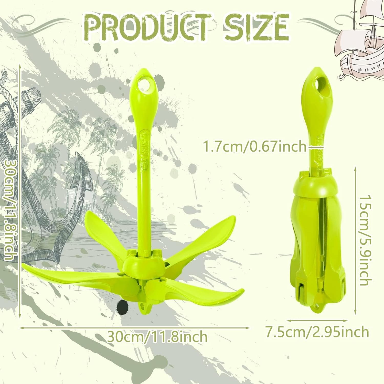 2 Pack Marine Kayak Anchor Kit Foldable Grapnel Anchor Boat Fishing ...