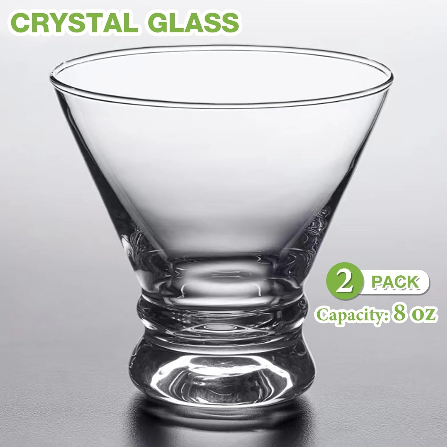 2 Pack Martini Glasses, 8 Ounce Crystal Cocktail Glasses, Martini ...