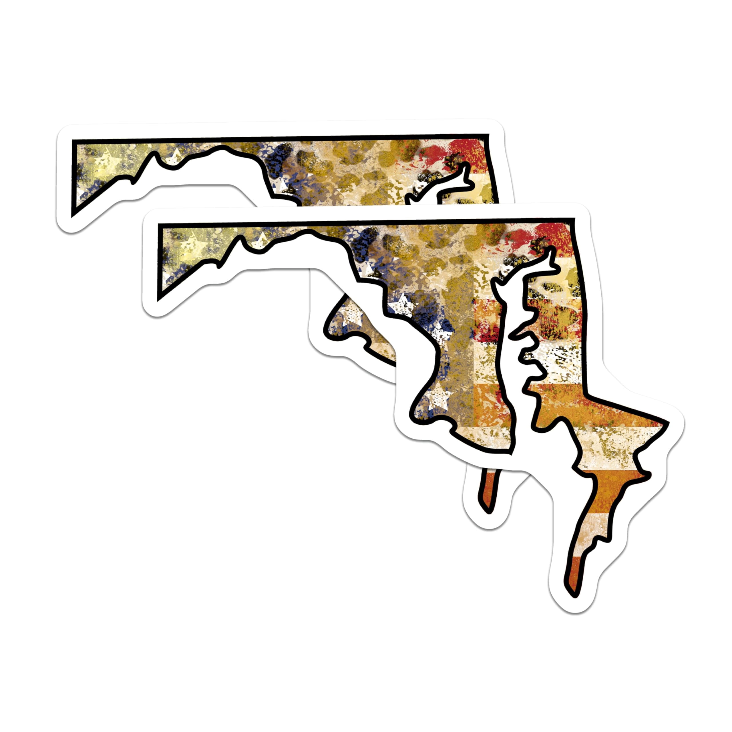 (2 Pack) Maryland Flag Stickers - Maryland State Map - Decorative ...