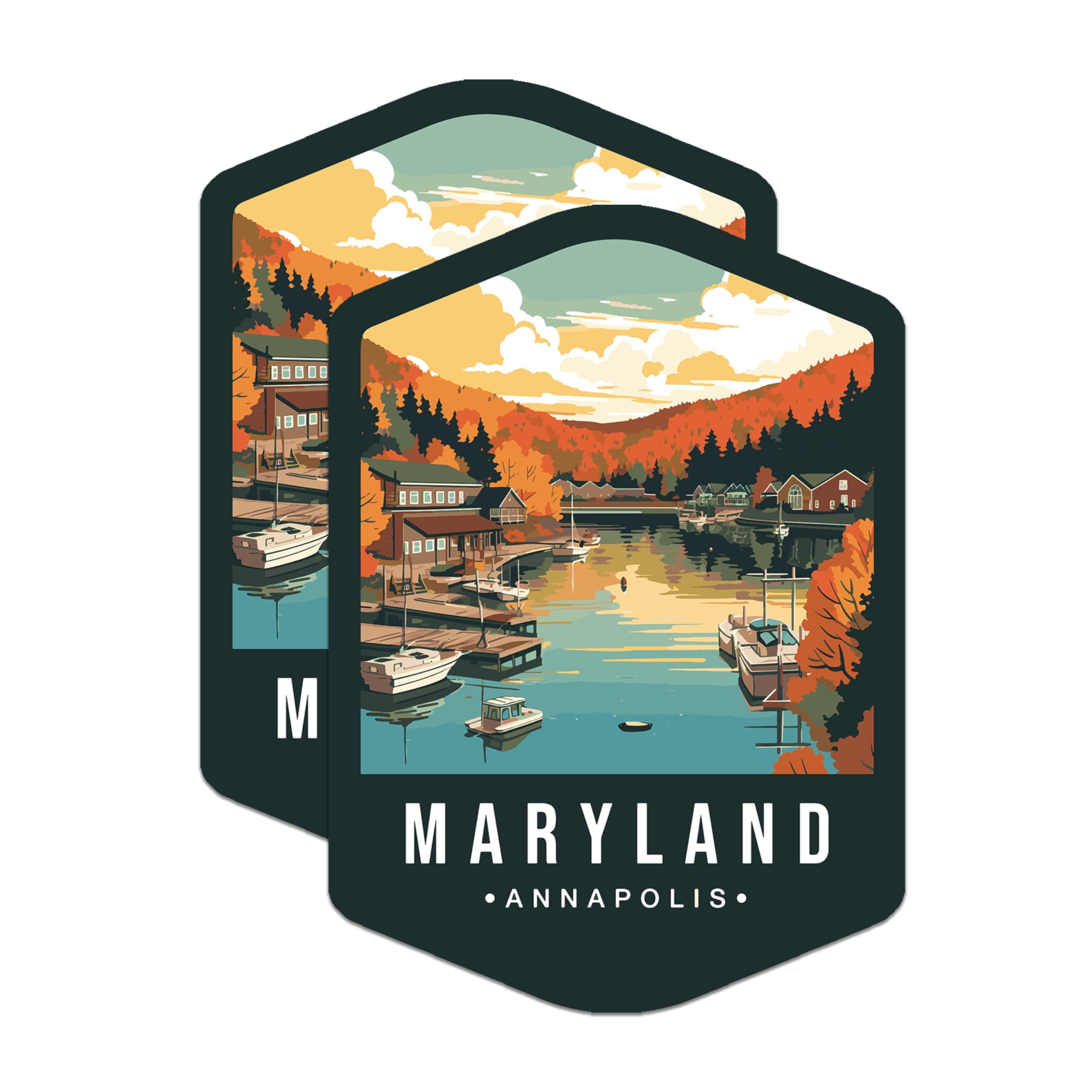 (2 Pack) Maryland State and Capitol Stickers - MD State Sticker ...