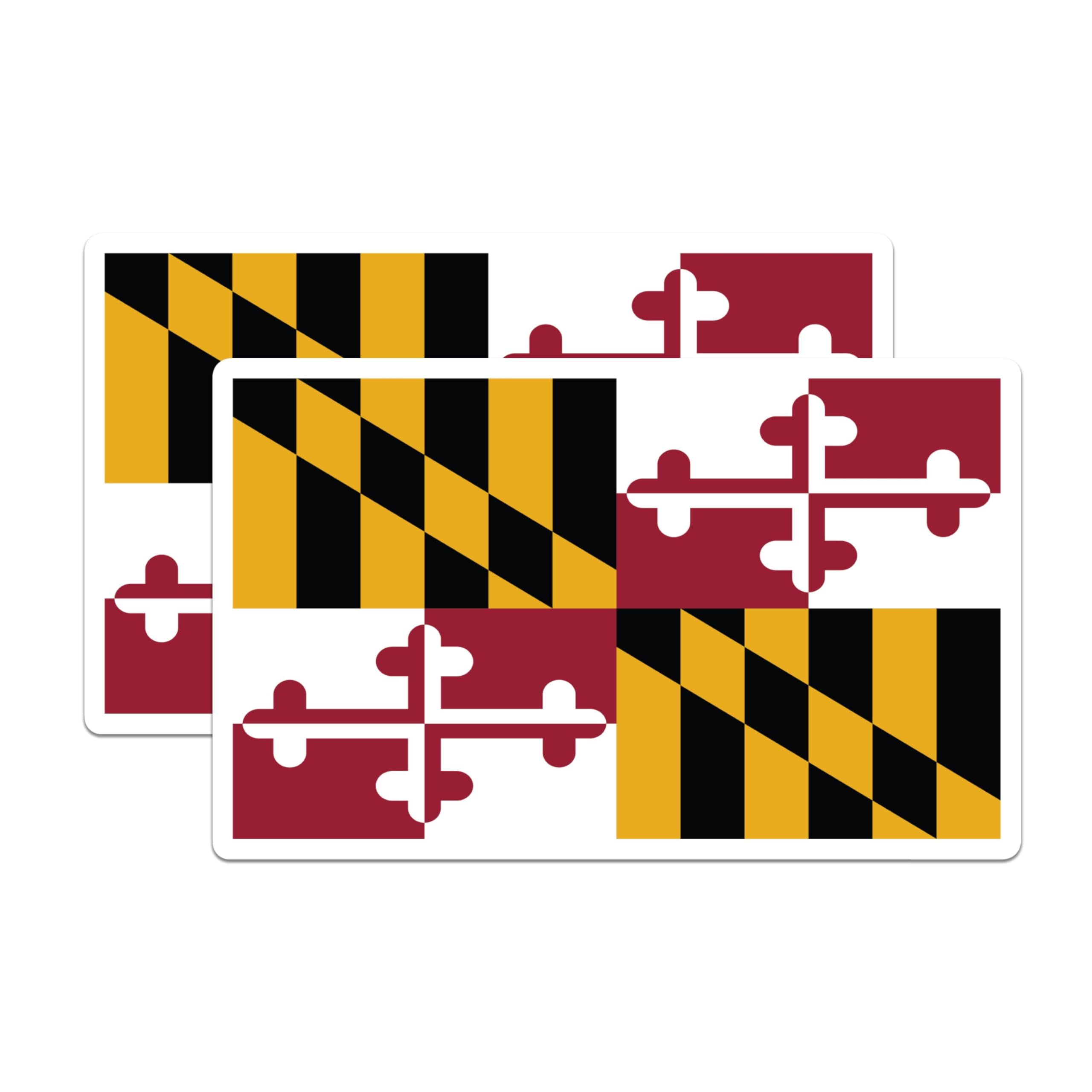 (2 Pack) Maryland State Flag Stickers - MD State Flag Sticker - Choose ...