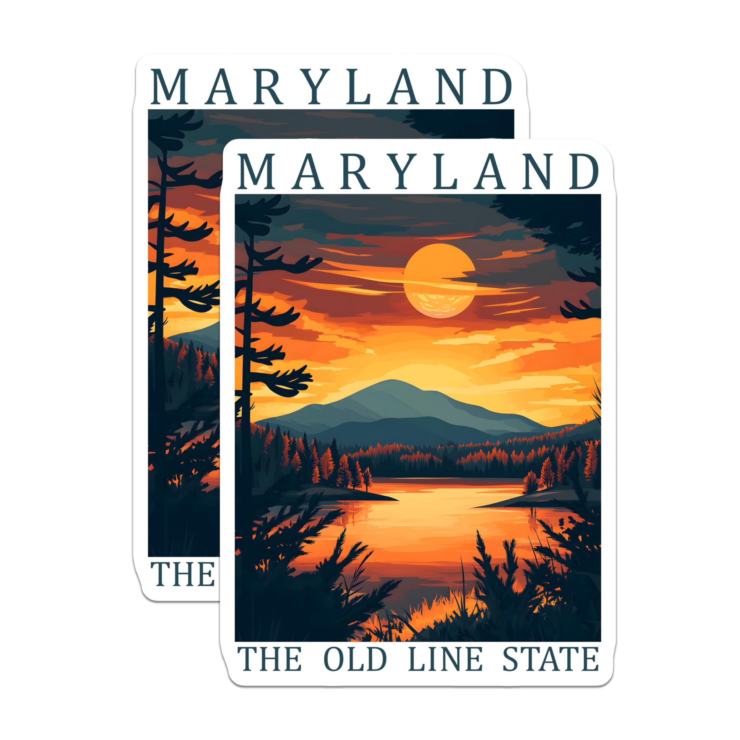 (2 Pack) Maryland Stickers - Old Line State - Sunset Lake Stickers - 5 ...